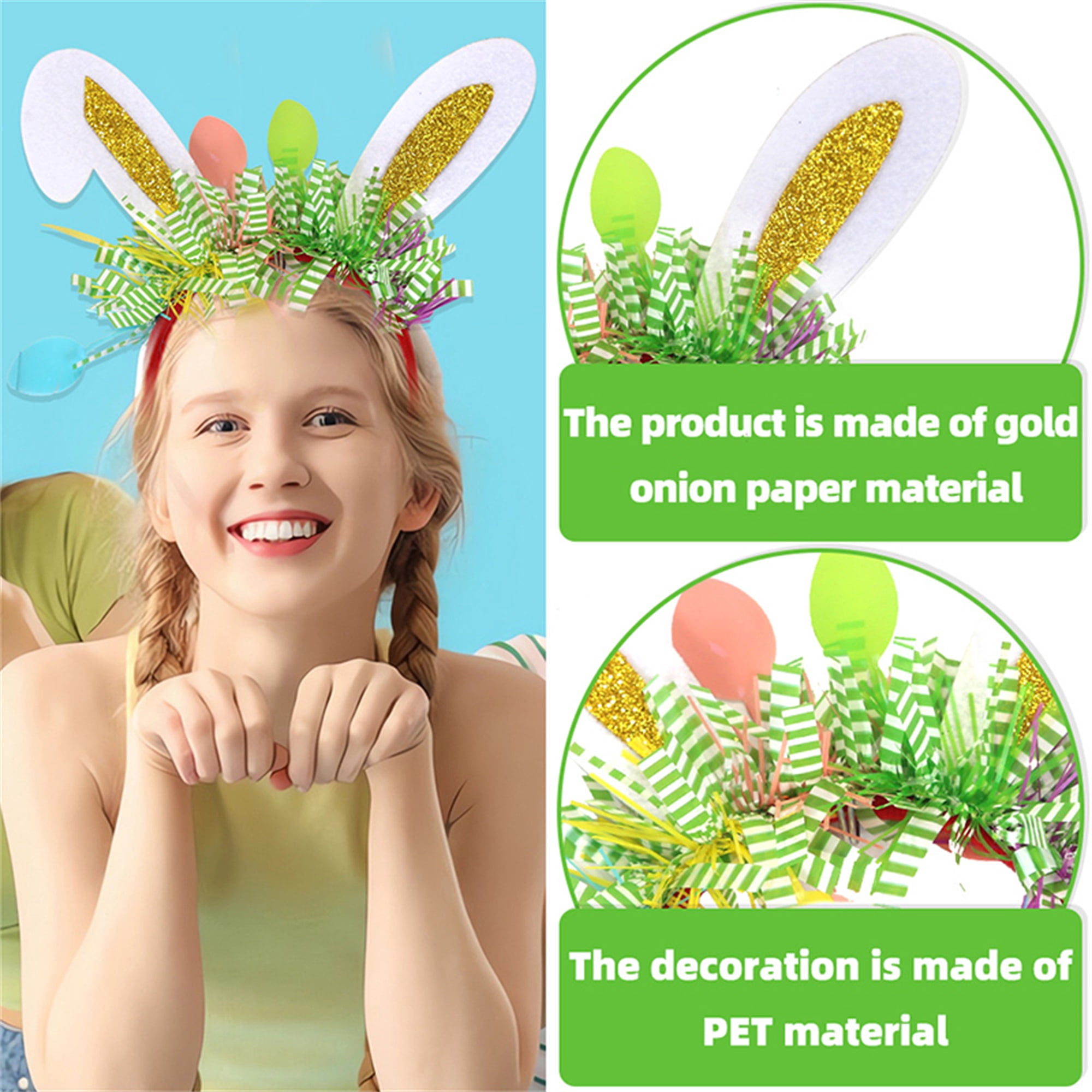 Miucchy Easter Gifts,Bunny Ears Headband,Colorful Shiny Hair Hoop Cute ...