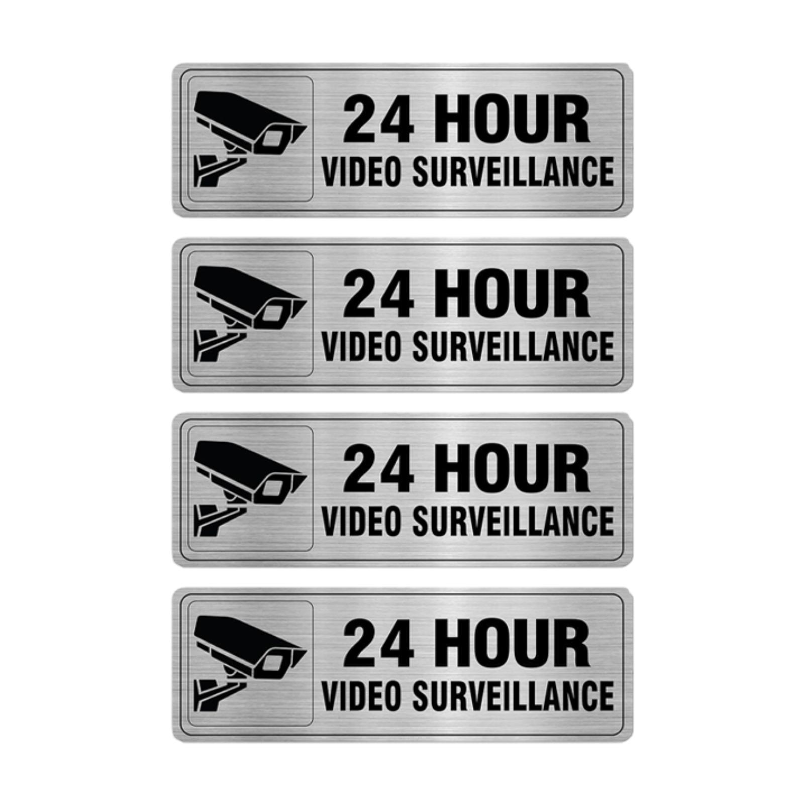 Miulika 4 Pieces 24 Hour Video Surveillance Sign Camera Signs Plaque ...