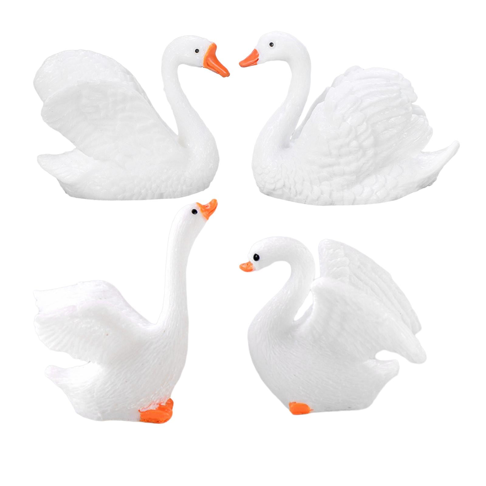 Miulika 4 Pieces Mini Swan Figurines Flower Pot Decor Cute White Swan ...