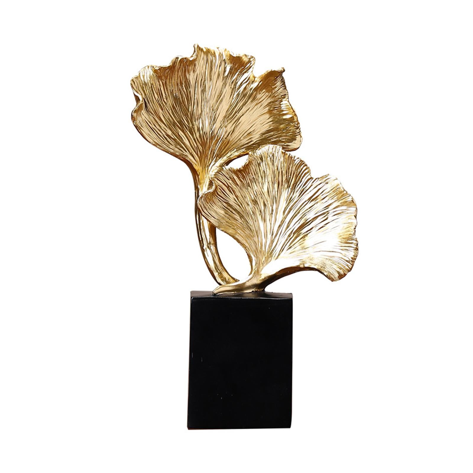 Miulika Leaves Sculpture Ginkgo Leaf Statue Art Crafts Home Decorative ...