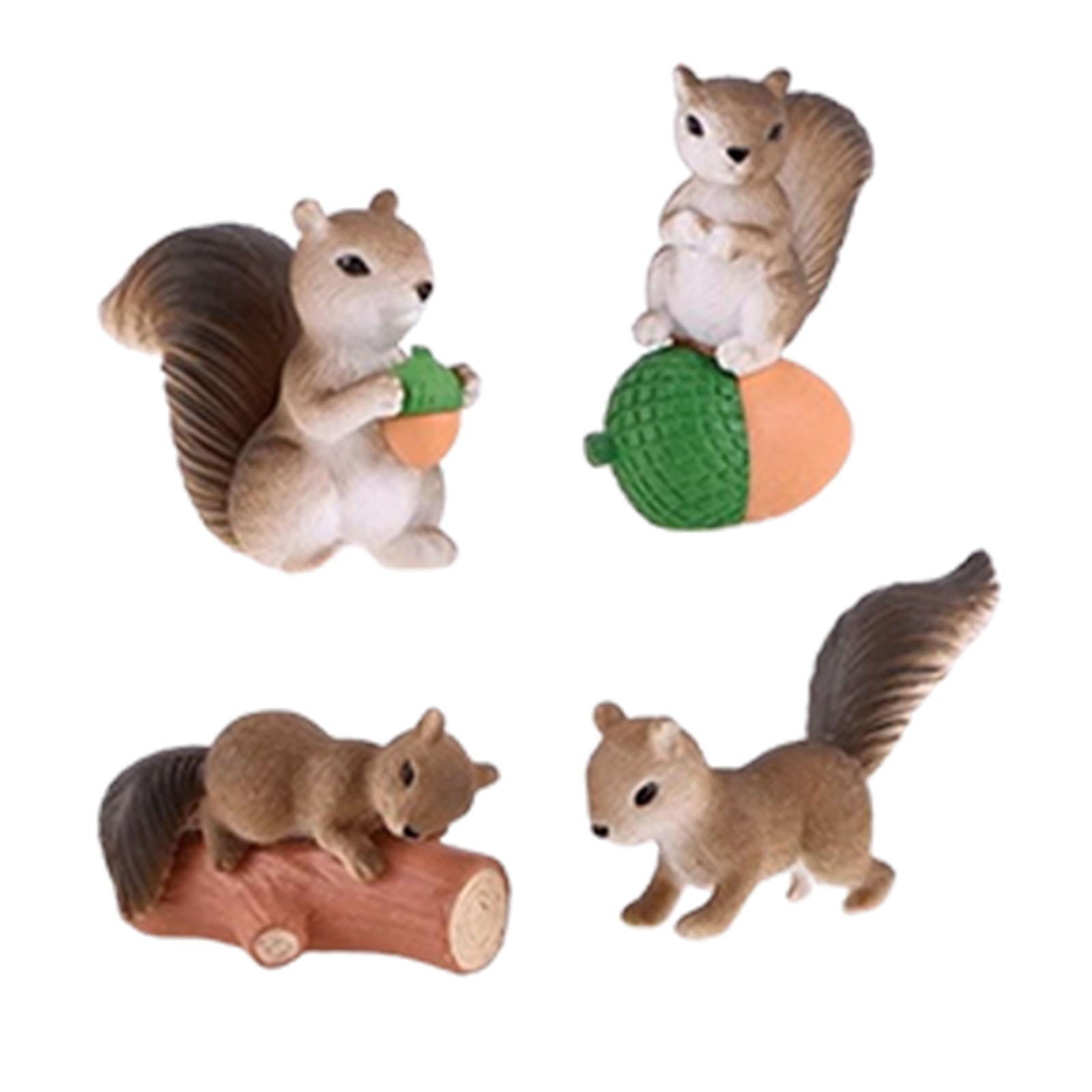 Miulika Mini Squirrel Animal Figurines Miniature Squirrel Garden Statue ...