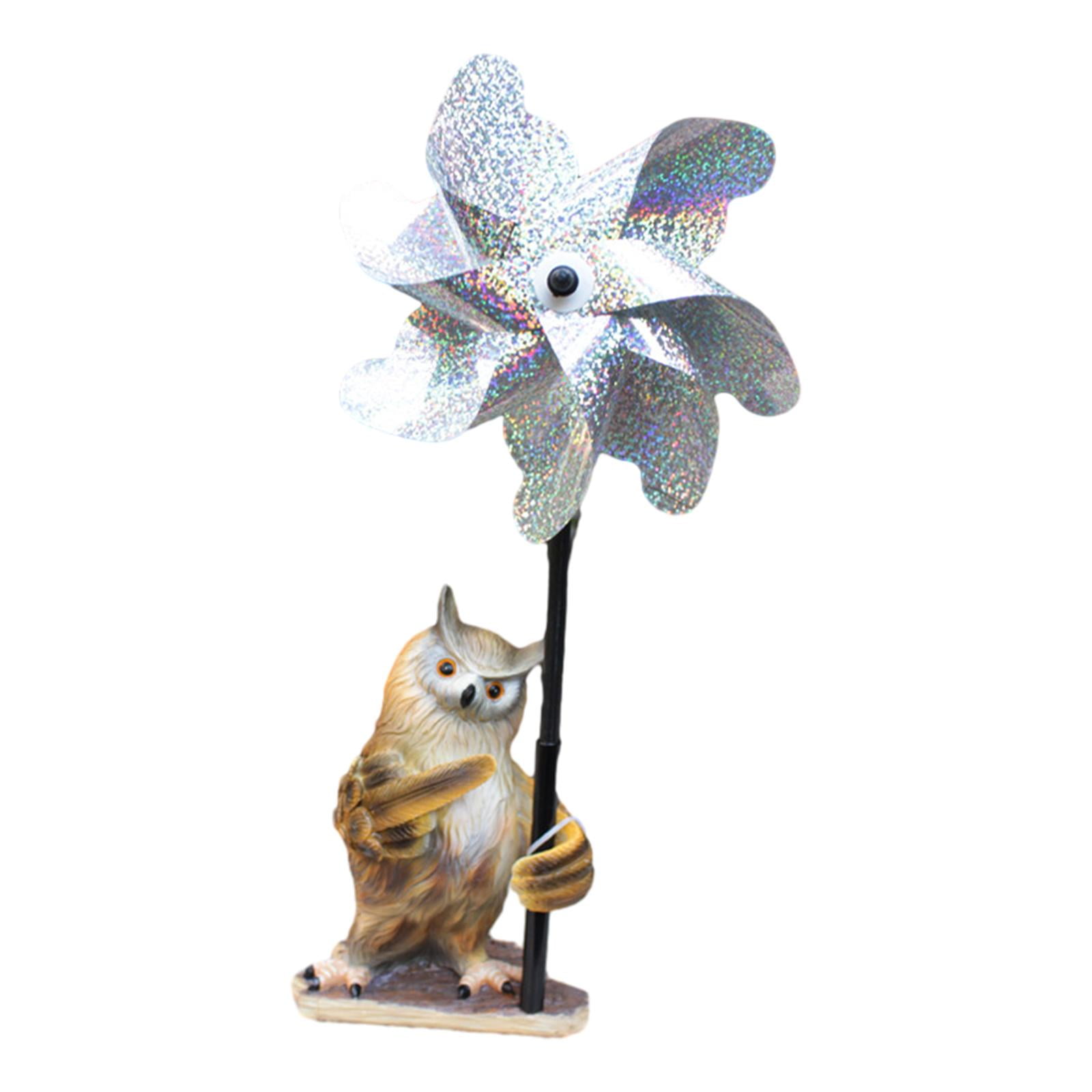 Miulika Owl Garden Statue, Owl Pinwheel, Figurines Welcome Sign Owl ...