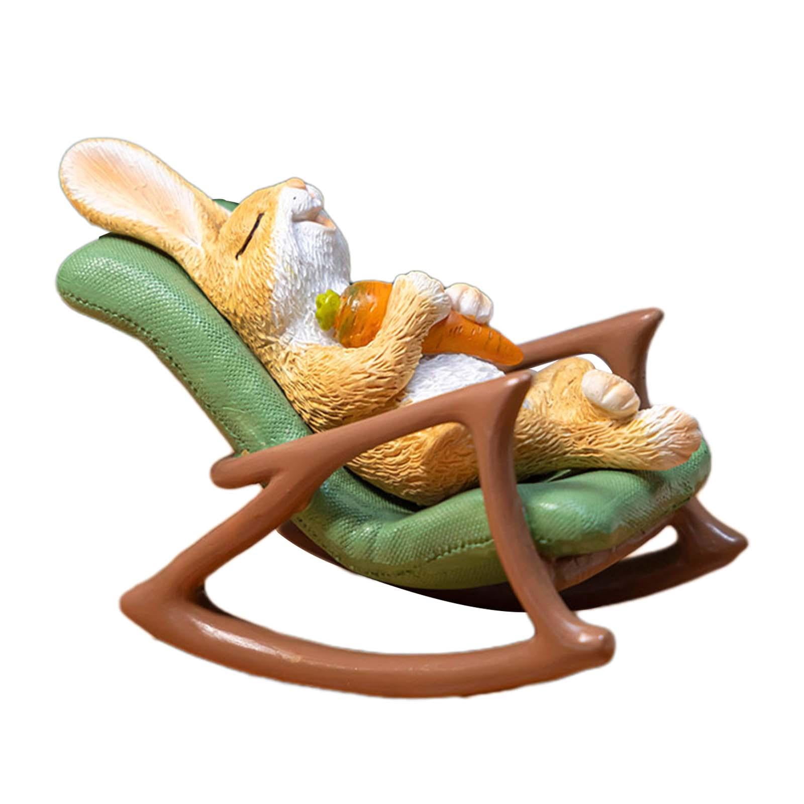 Miulika Rabbit Statue with Rocking Chair Bunny Sculpture Landscape ...