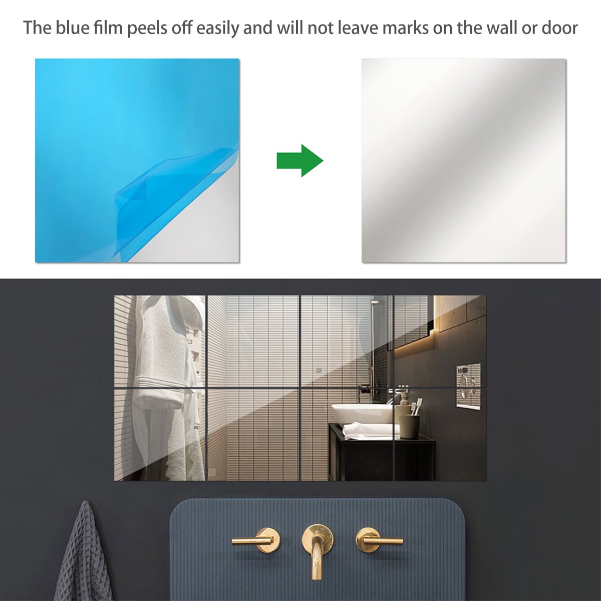 Miuline 40Pcs Flexible Mirror Tiles Self Adhesive Mirror Wall Decal ...