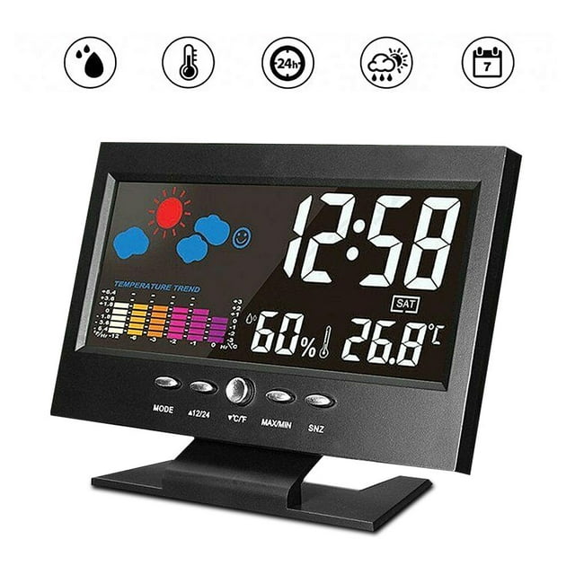 Miuline Atomic Digital Temperature Desk Clock with Color Display ...