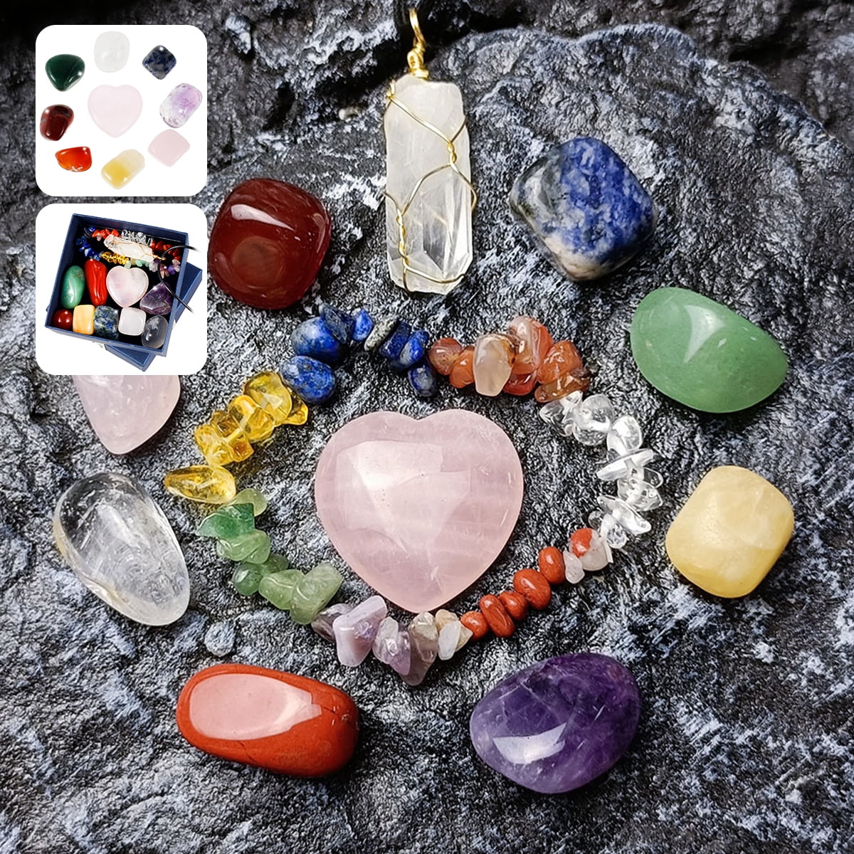 Miuline Healing Crystals Set For Beginners Natural Chakra Stones Set ...
