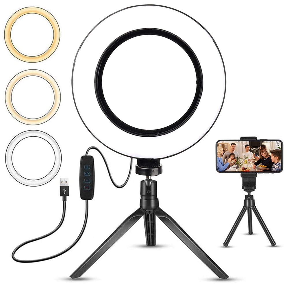Miuline LED Ring Light 6 with Tripod Stand for YouTube Video and Makeup, Mini LED Camera Light ...