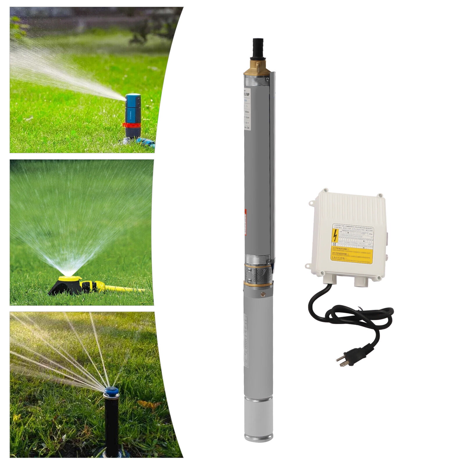 Miumaeov 0.5HP 0.37KW Deep Well Pump 3" OD Pipe Stainless Steel ...