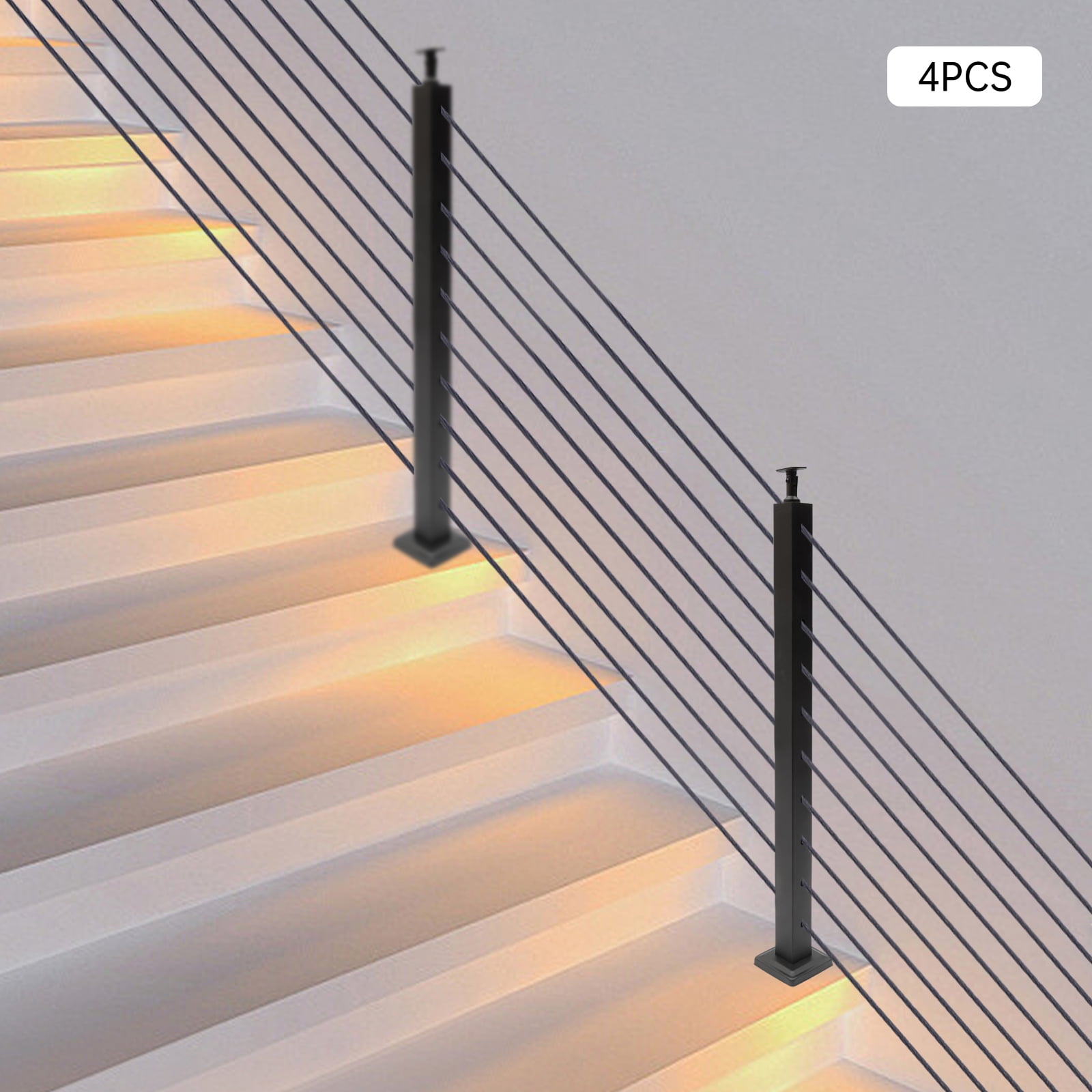 Miumaeov 1/4PCS Cable Railing Post 30°-drilled Stair Post Adjustable ...