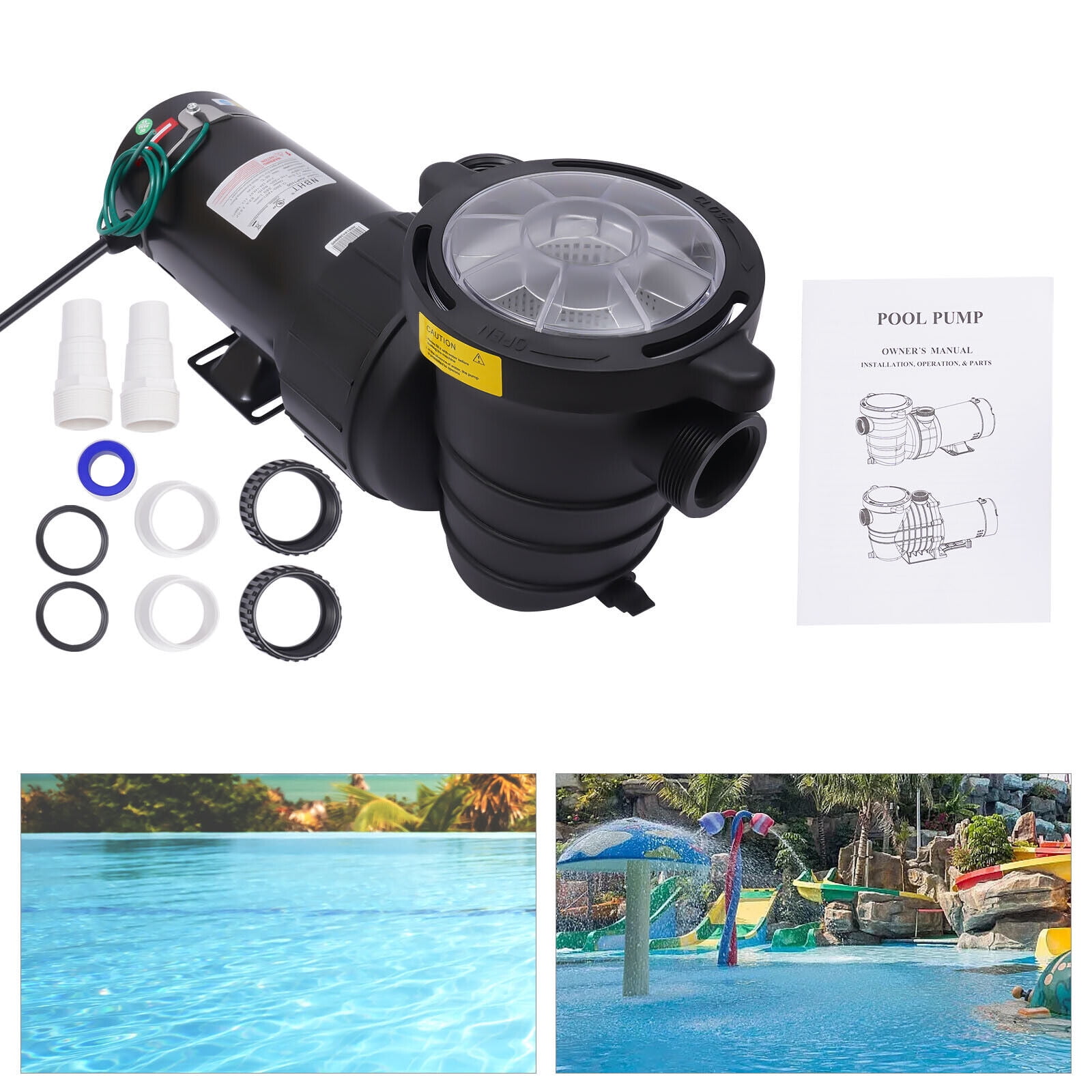 Miumaeov 1.5HP In/Above Ground Swimming Pool Pump High Flow Sand Filter ...