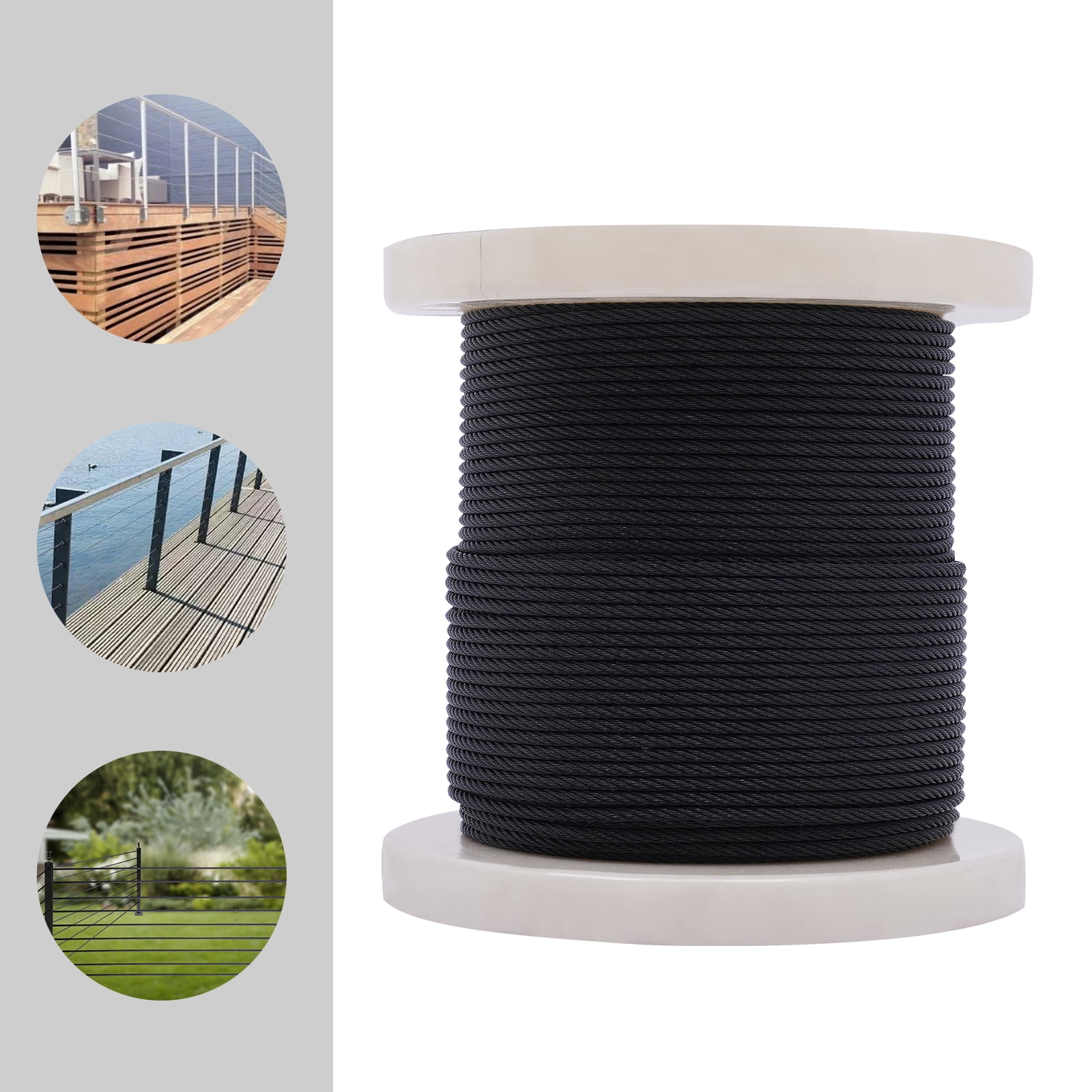 Miumaeov 1/8" Wire Rope 7x7 Strand Stainless Steel Cable Railing Deck ...
