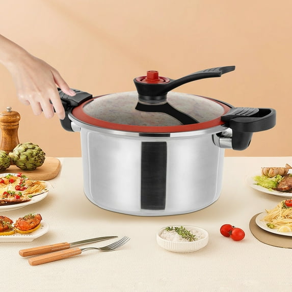 Miumaeov 1.8L Micro Pressure Cooker Non-Stick Pot Stainless Steel Round ...