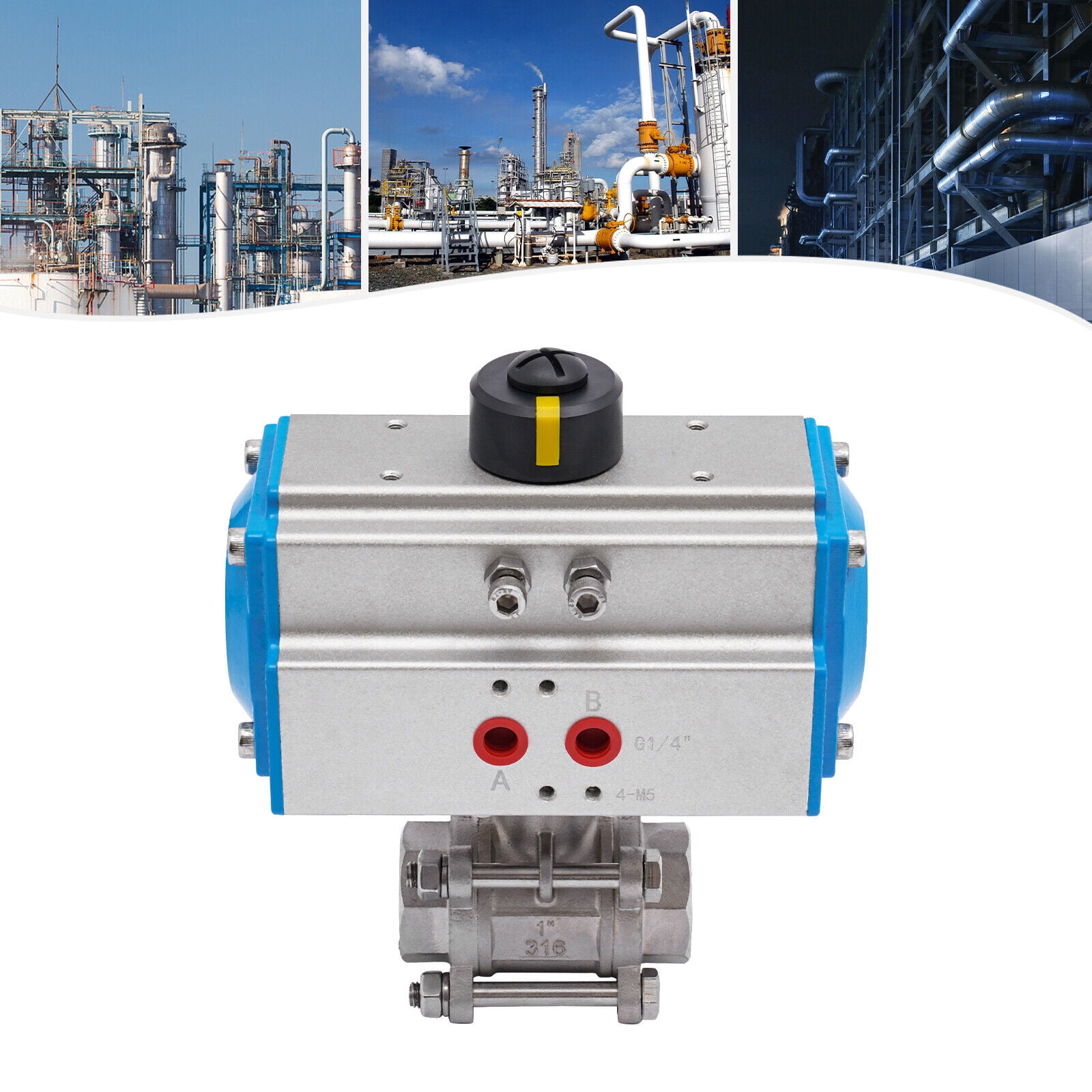 Miumaeov 1" NPT Pneumatic Air Actuated Ball Valve Straight-through Ball ...