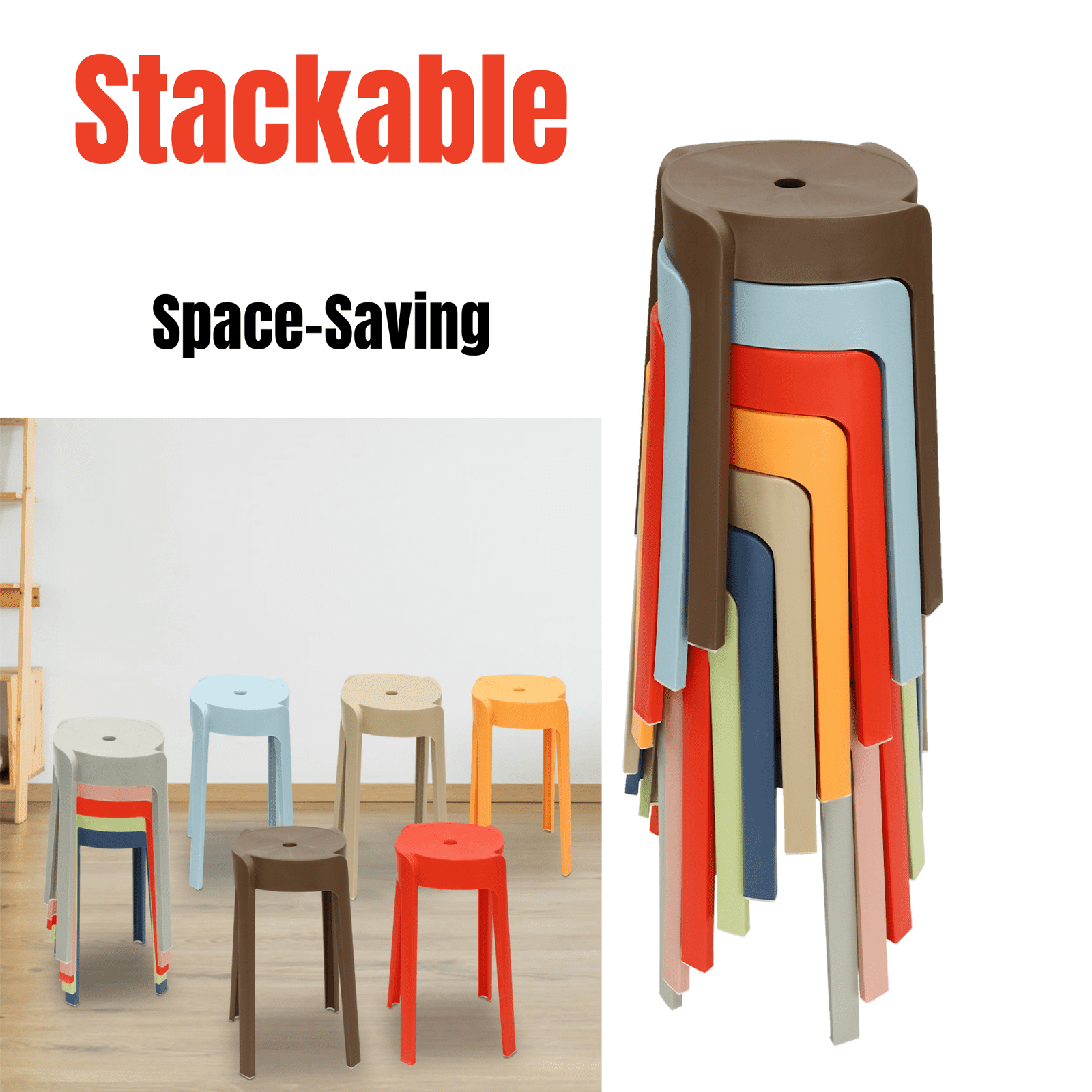 Miumaeov 10 Pcs Plastic Stackable Stools 18 Inch Height Stack Stools ...