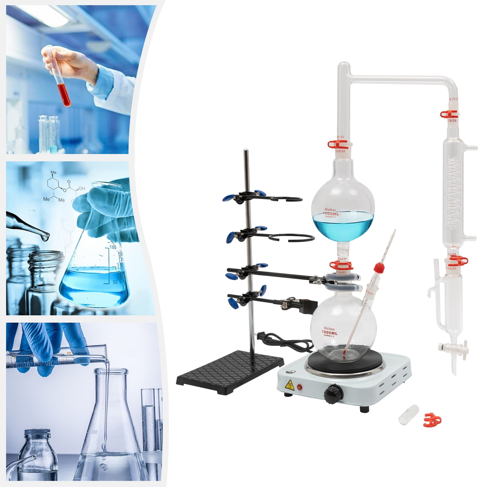 Miumaeov 1000ml Essential Oil Distillation Apparatus with Graham ...