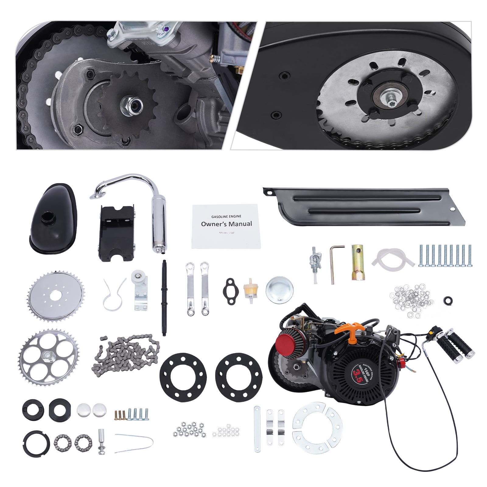 Miumaeov 100cc Motorized Bicycle Kit, 4-Stroke Gas Engine, Single Cylinder, Complete Kit ...