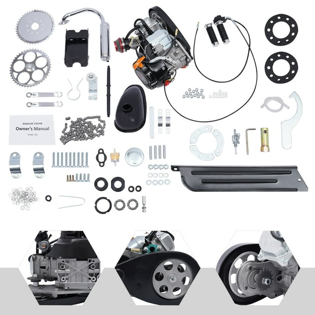 Miumaeov 100CC Motorized Bicycle Kit, Single Cylinder 4-Stroke Gas Petrol Motorized Bike Engine ...