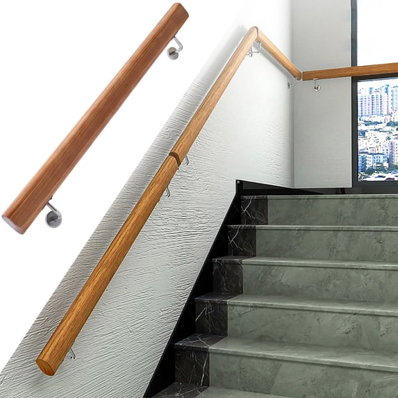 Miumaeov 100cm Wood Handrail For Steps Stair Railing Hand Rail Kit ...
