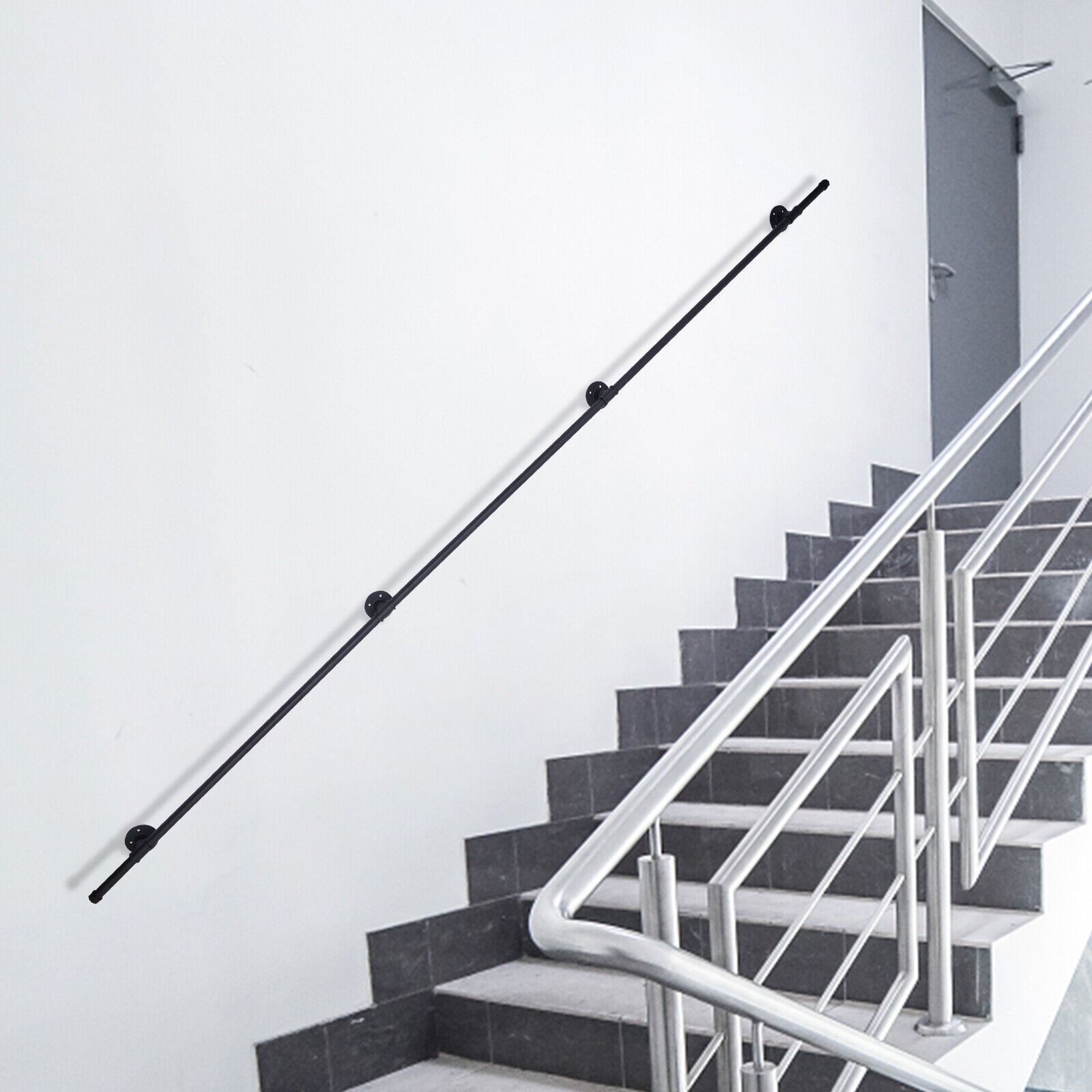 Miumaeov 10FT Staircase Handrail Industrial Outdoor Stairs Wall Mount ...