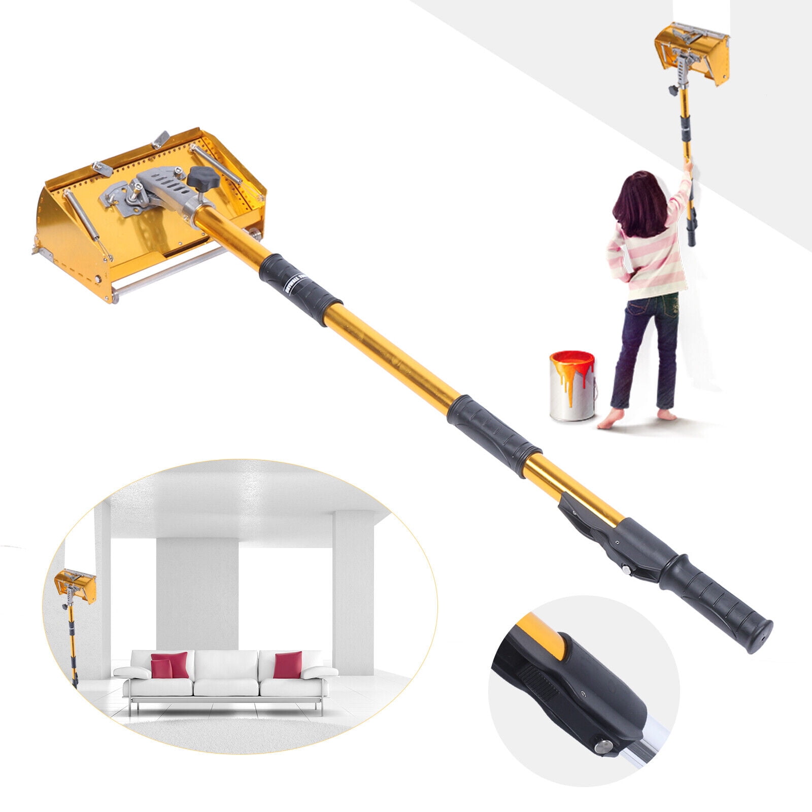 Miumaeov 10Inch Drywall Flat Finishing Box w/ 40-64Inches Telescopic ...