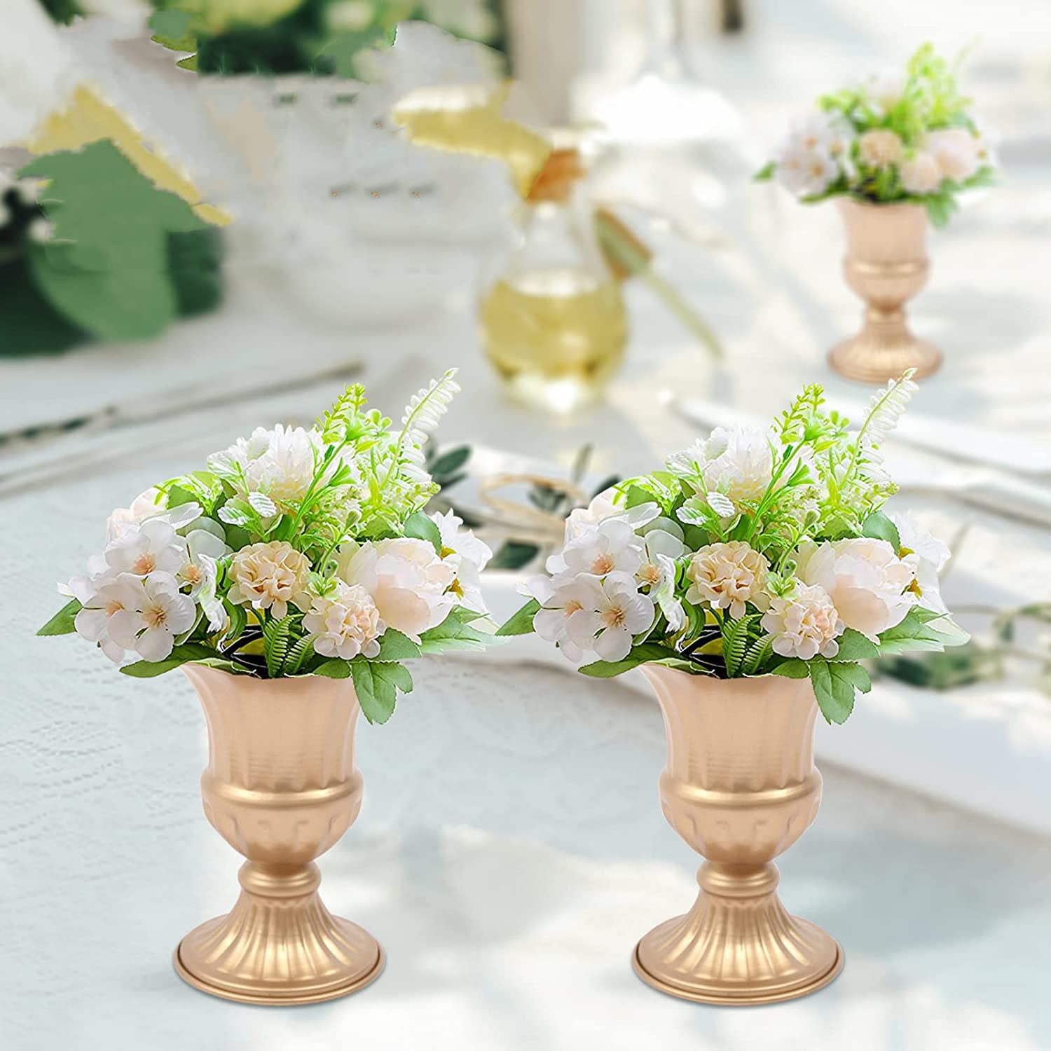 Miumaeov 10Pcs Gold Metal Candle Holders 6.3" Tall Stand Vase ...
