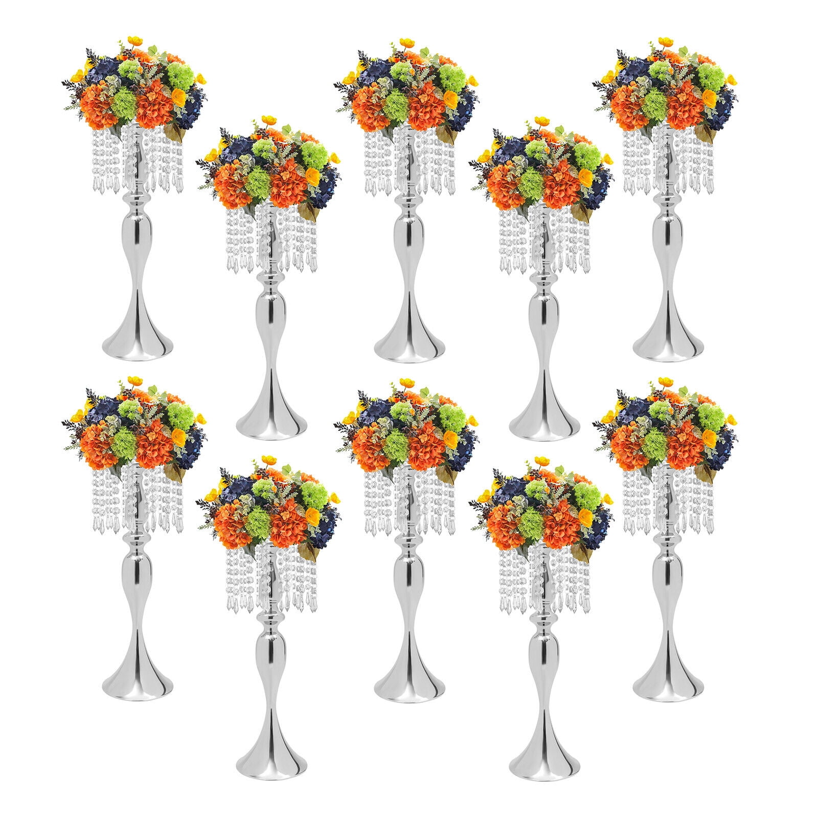 Miumaeov 10Pcs Silver Vase Centerpiece Table Decorations 21.3in Tall ...