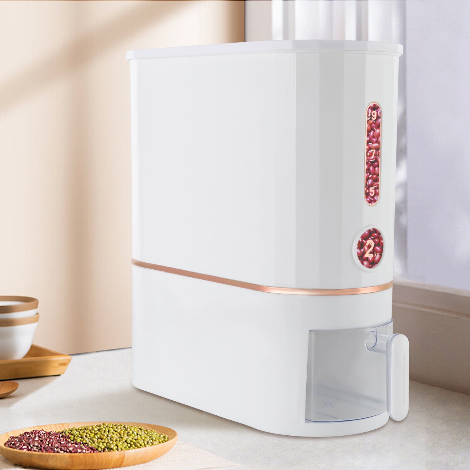 Miumaeov 10kg Rice Dispenser Kitchen Dry Food Grain Cereal Storage ...