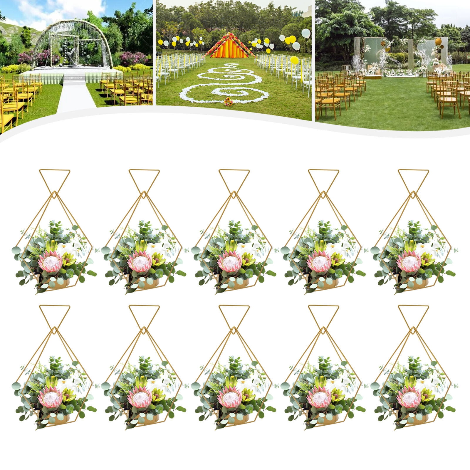 Miumaeov 10pcs Geometric Gold Wedding Centerpieces Decor Diamond Shape ...