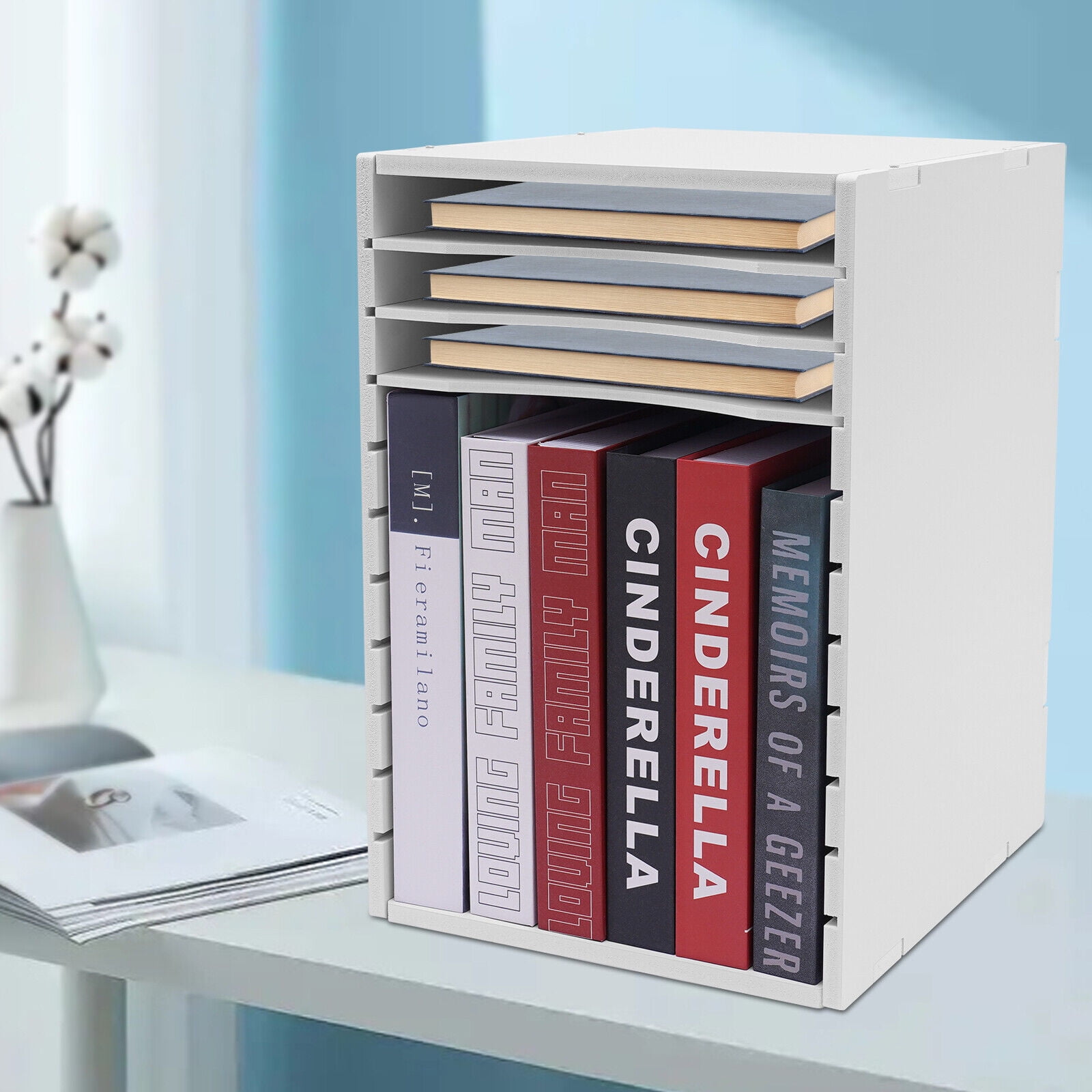 Miumaeov 11 Slots Vertical File Organizer Desktop Paper Sorter Storage ...