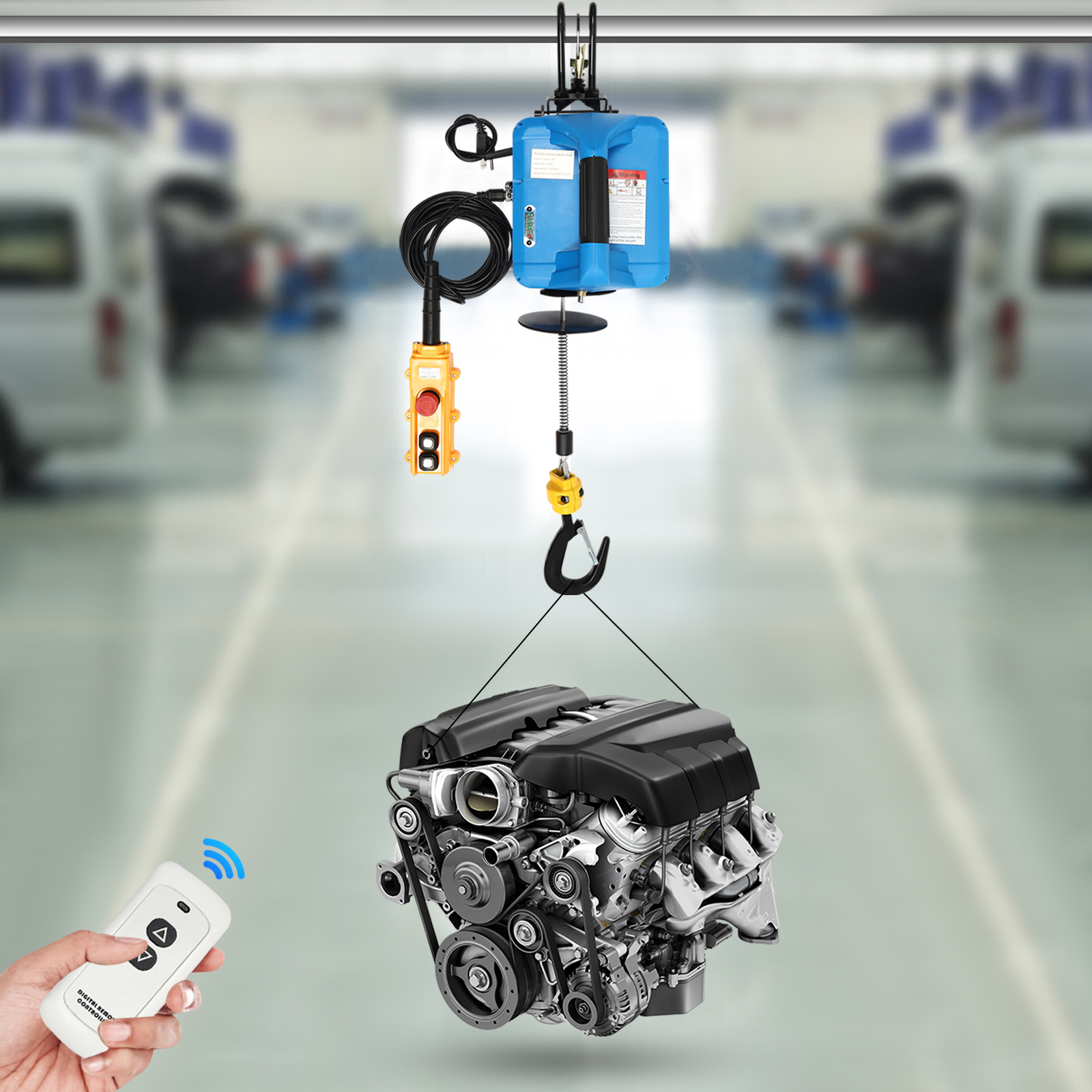 Miumaeov 1100 Lb Portable Electric Hoist Lifting Crane 3-In-1 Aluminum ...