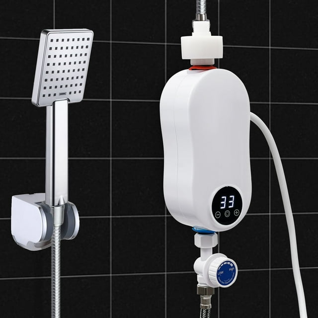 Miumaeov 110V 3500W Mini Electric Tankless Instant Hot Water Heater with Shower Head for Home ...