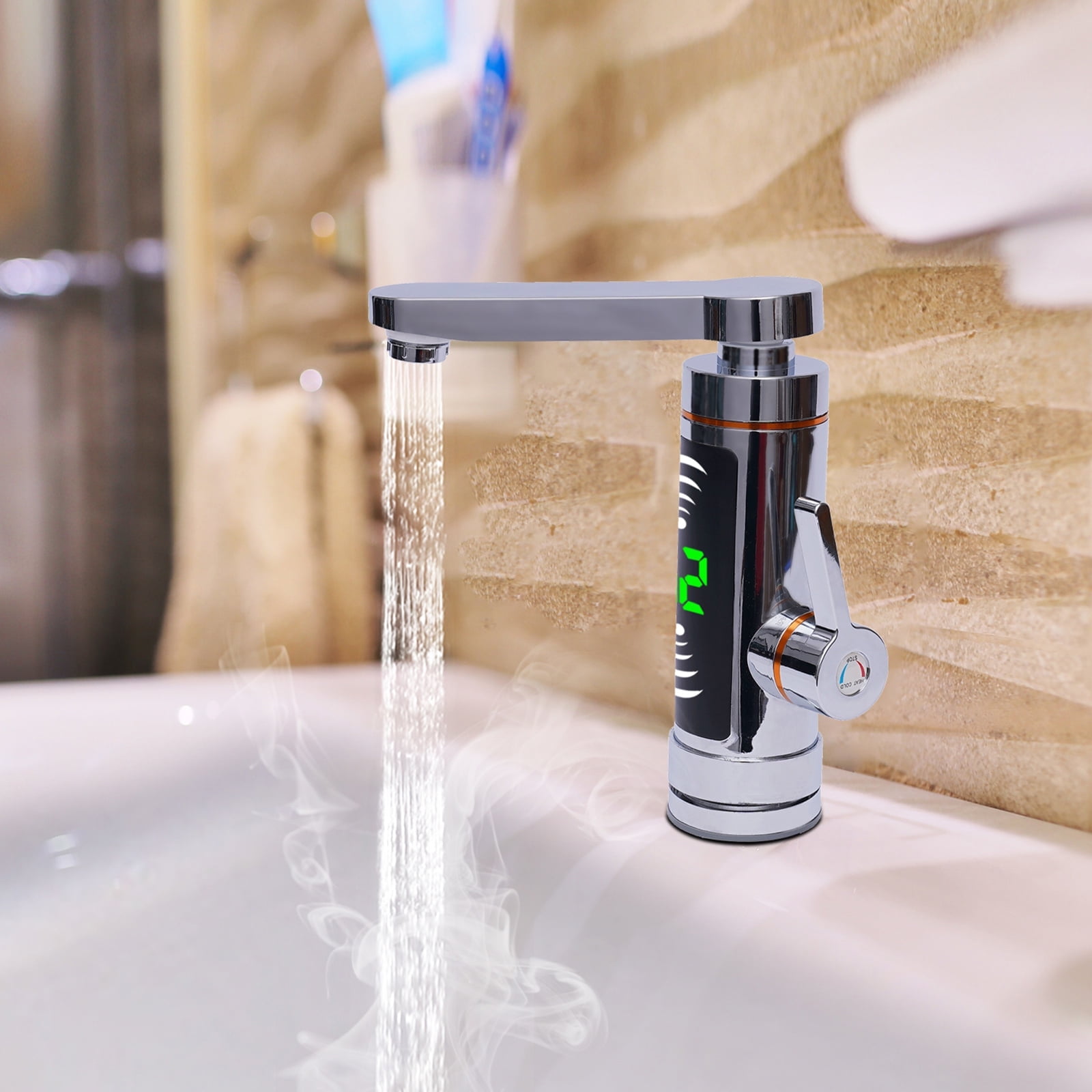 Miumaeov 110V Tankless Electric Water Heater Faucet, Fast Heating, LED ...