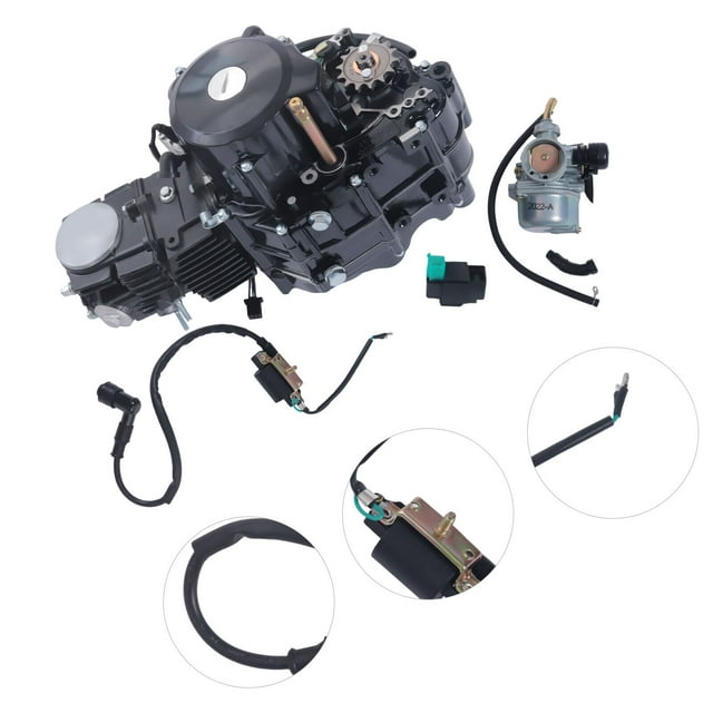 Miumaeov 110cc Semi-automatic Engine Kit ATV Pit Dirt Bike 4 Speed Motor with Reverse Kick Start ...