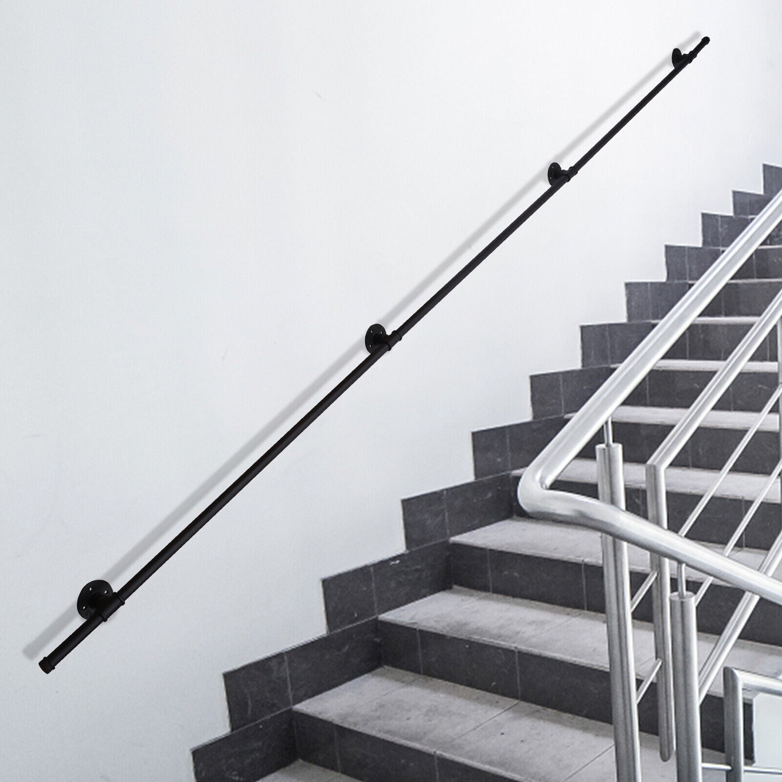 Miumaeov 11Ft Black Handrails for Indoor Stairs Wall Mount Staircase ...