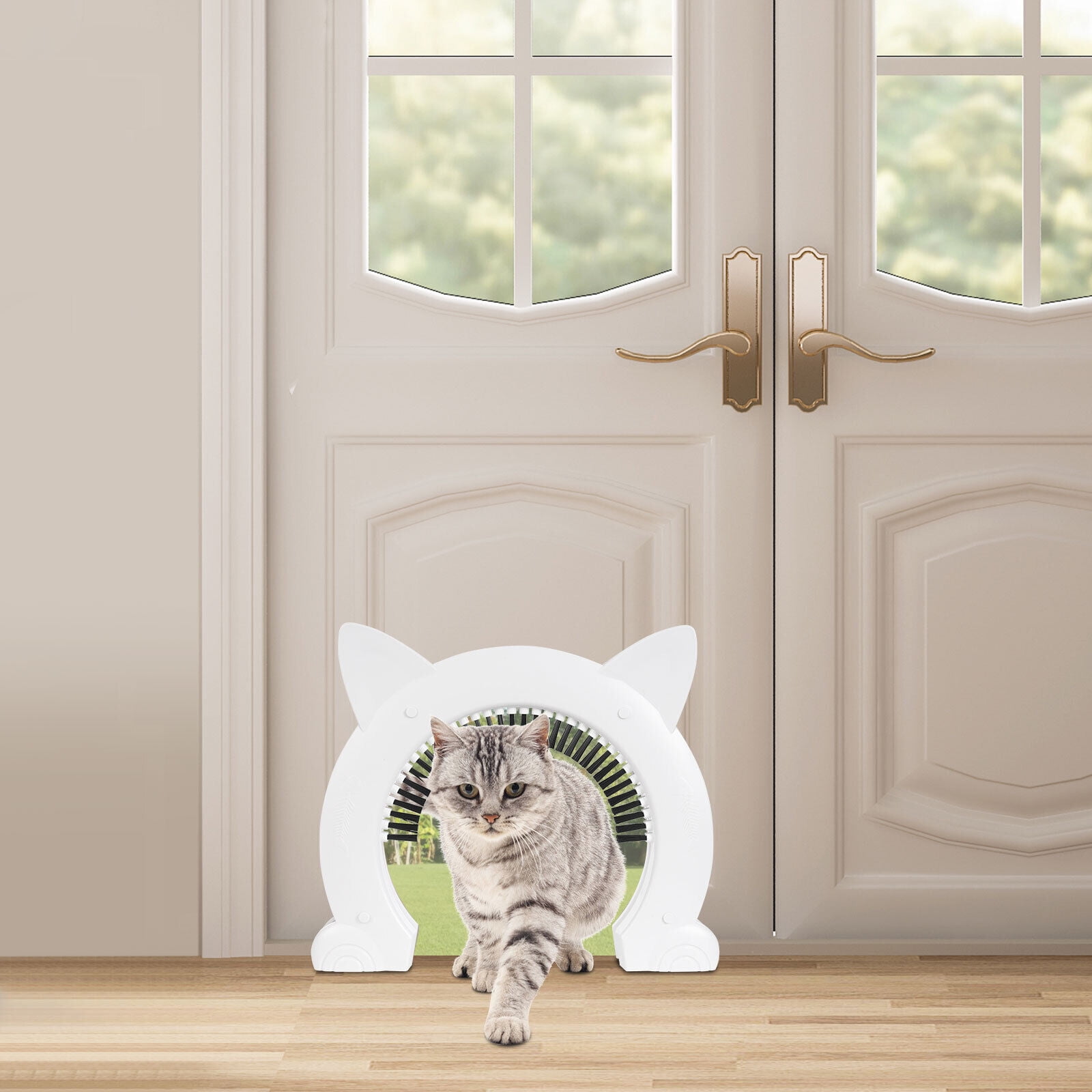 Miumaeov 12.2*2.16*10.62" Large Cat Door W/Brush XL Indoor Cat Door Pet ...