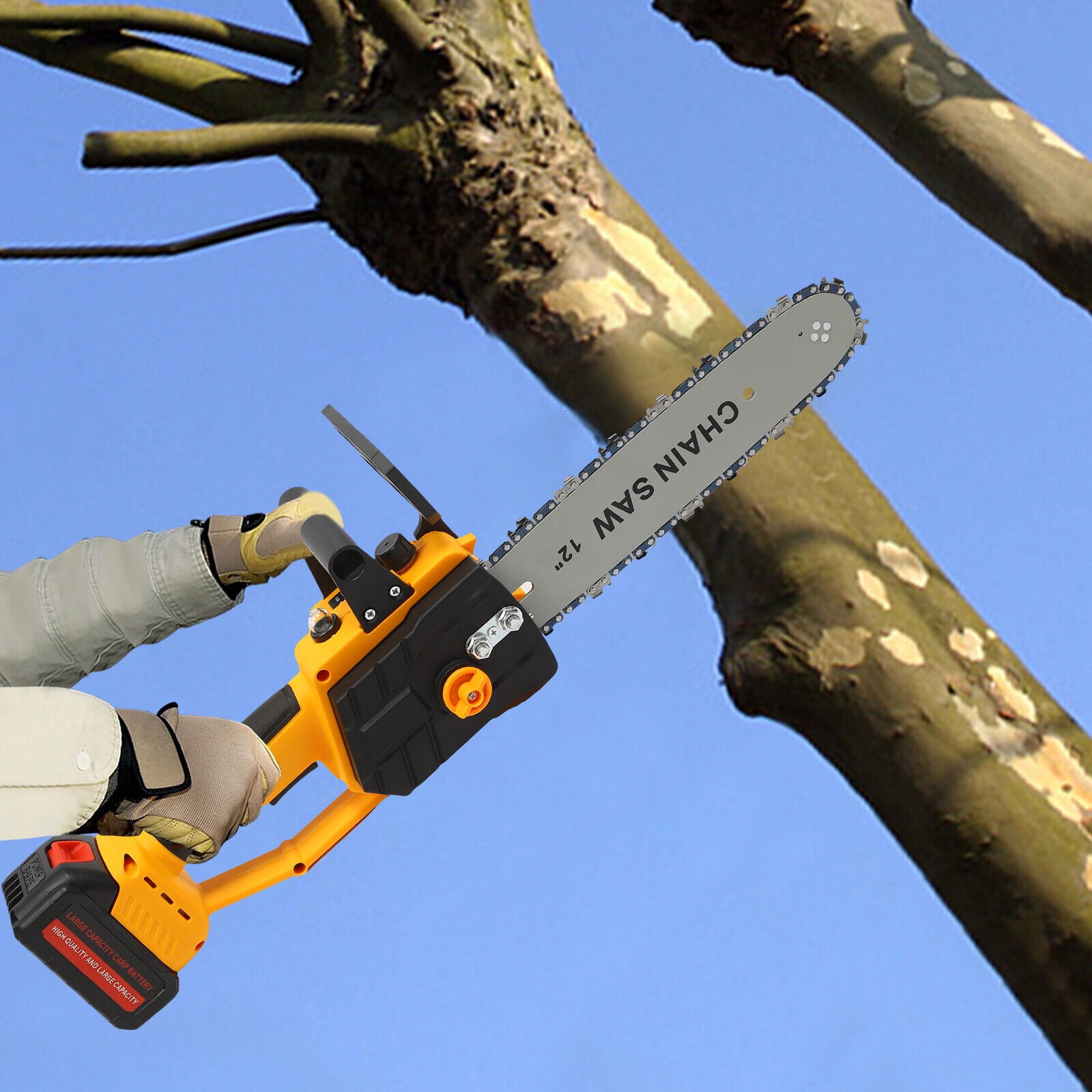 Miumaeov 12 Inch Portable Cordless Chainsaw for Wood Cutting Tree ...