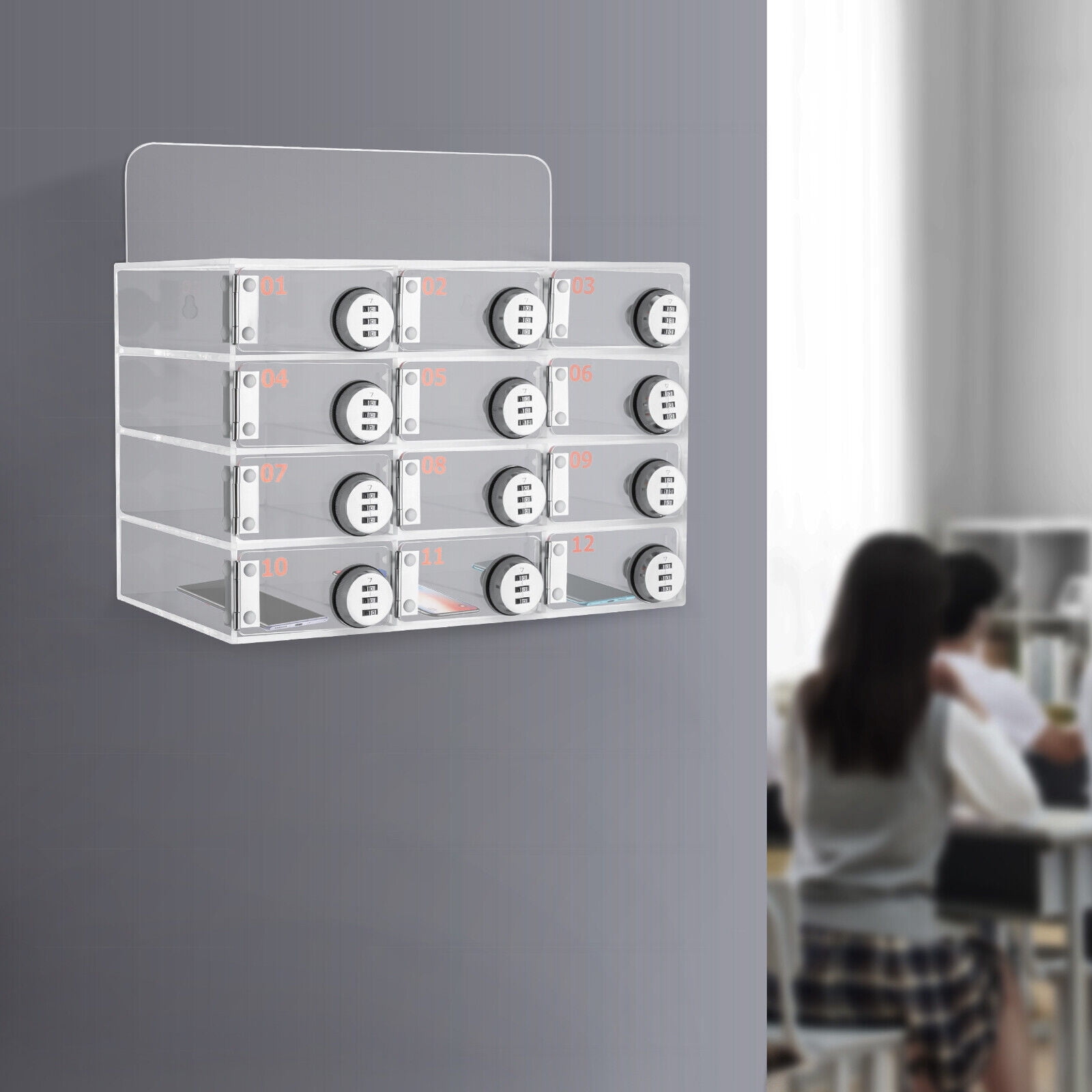 Miumaeov 12 Slots Cellphone Storage Locker+Combination Lock, Wall ...