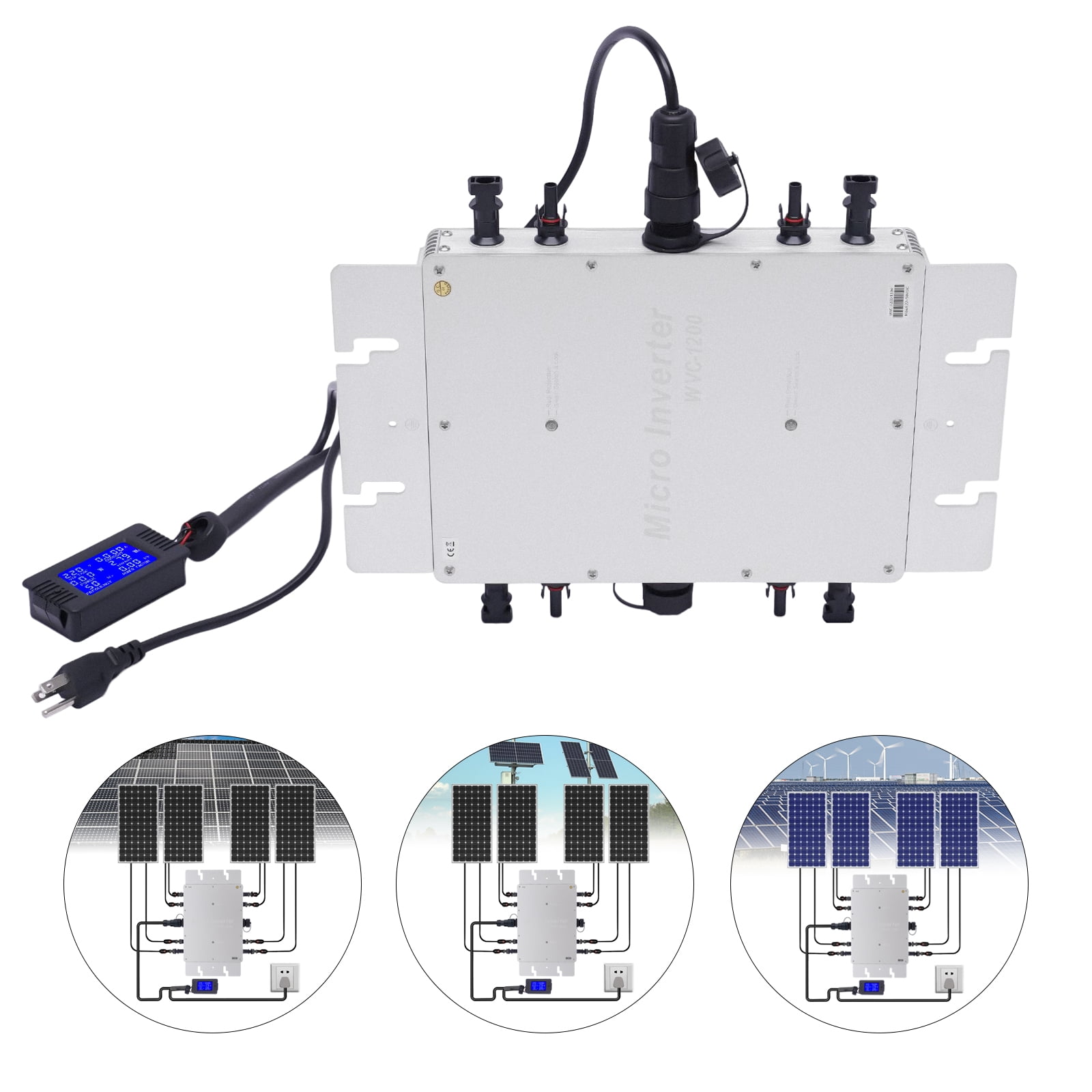 Miumaeov 1200W Solar Grid Tie Inverter Waterproof IP65 Pure Sine Wave ...