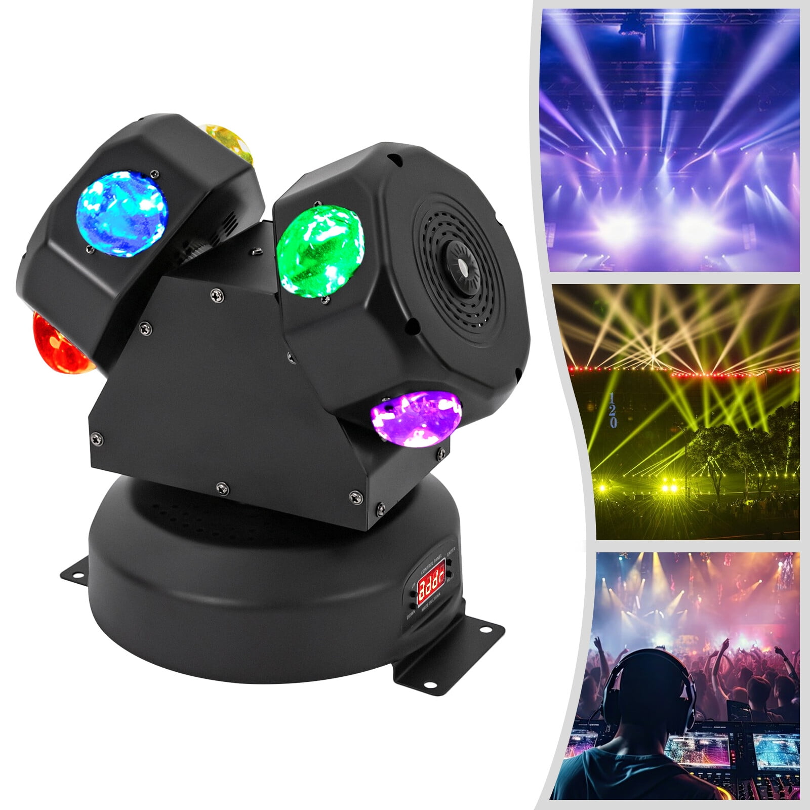 Miumaeov 120W Moving Head Light 8 LED 2 Laser Lights Rotating Beam ...