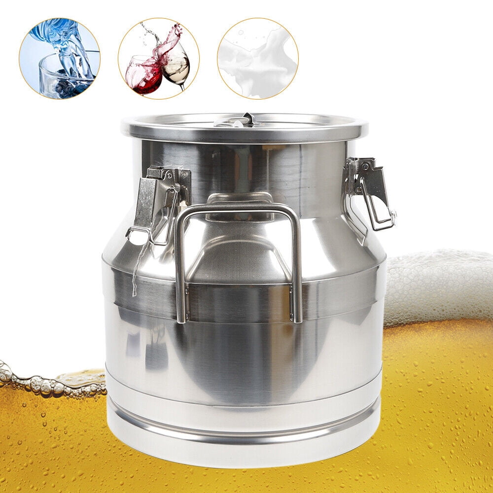 Miumaeov 12L/3.16Gallon Milk Can Wine Pail Tote Jug Stainless Steel ...