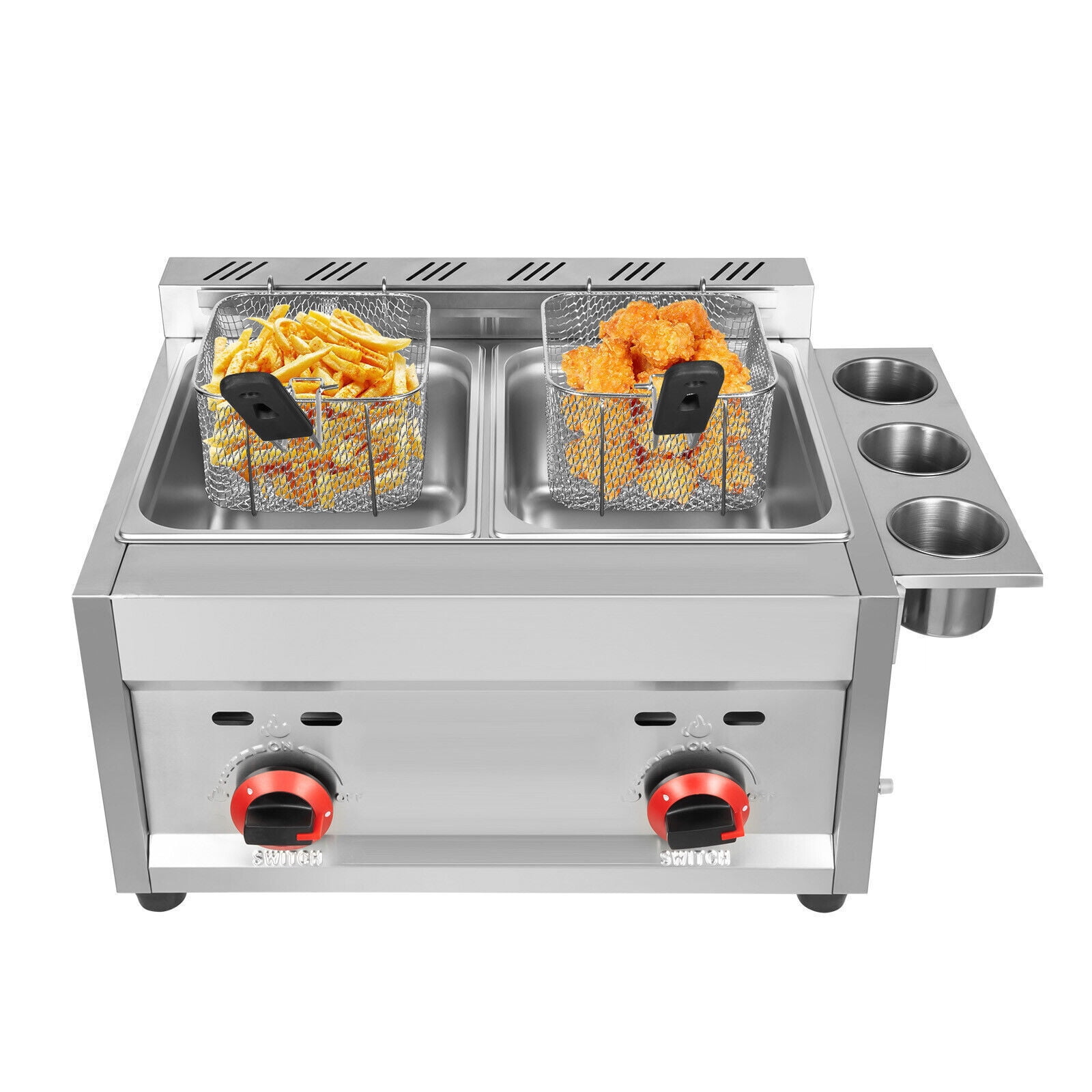 Miumaeov 12L Commercial Countertop Gas Fryer 6Lx2 Dual Tank Deep Fryer ...