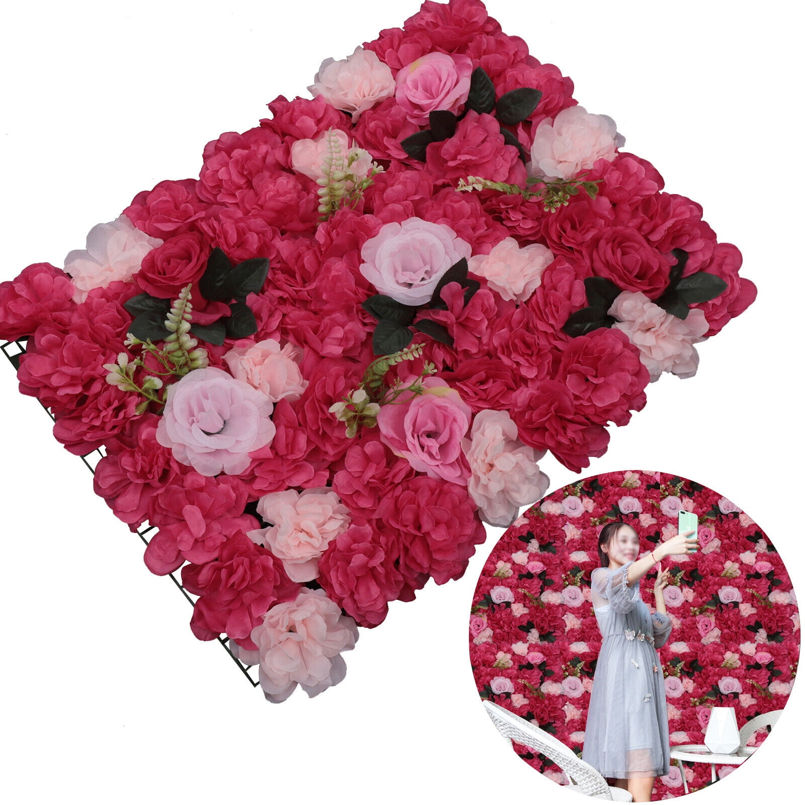 Miumaeov 12PCS 16 X 24 Inch Artificial Flower Wall Panels Floral Wall ...
