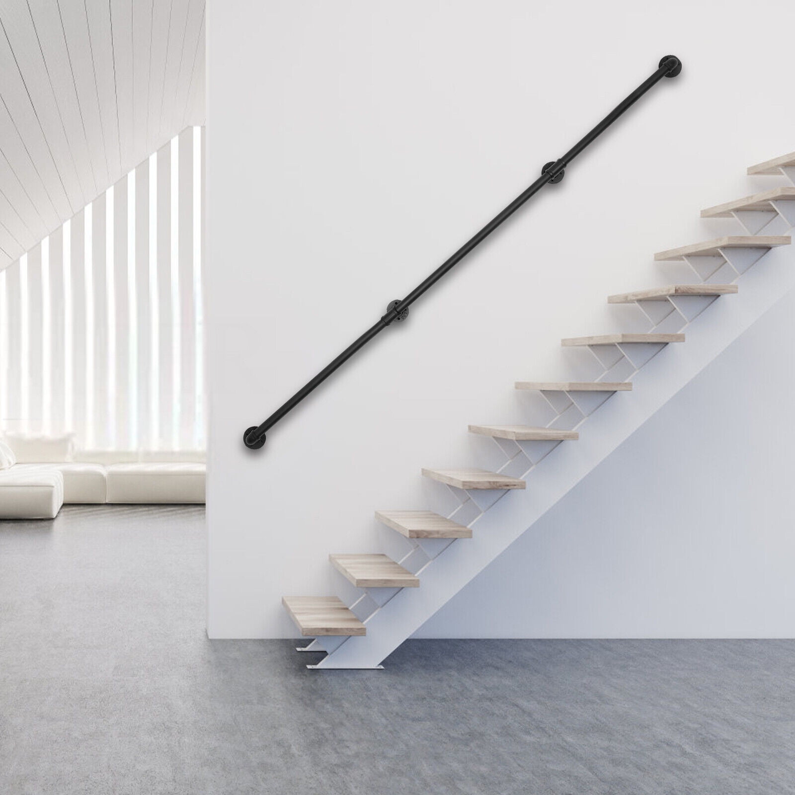 Miumaeov 12ft Stair Handrail Rail Grab Bar Handle Balustrade Kit ...