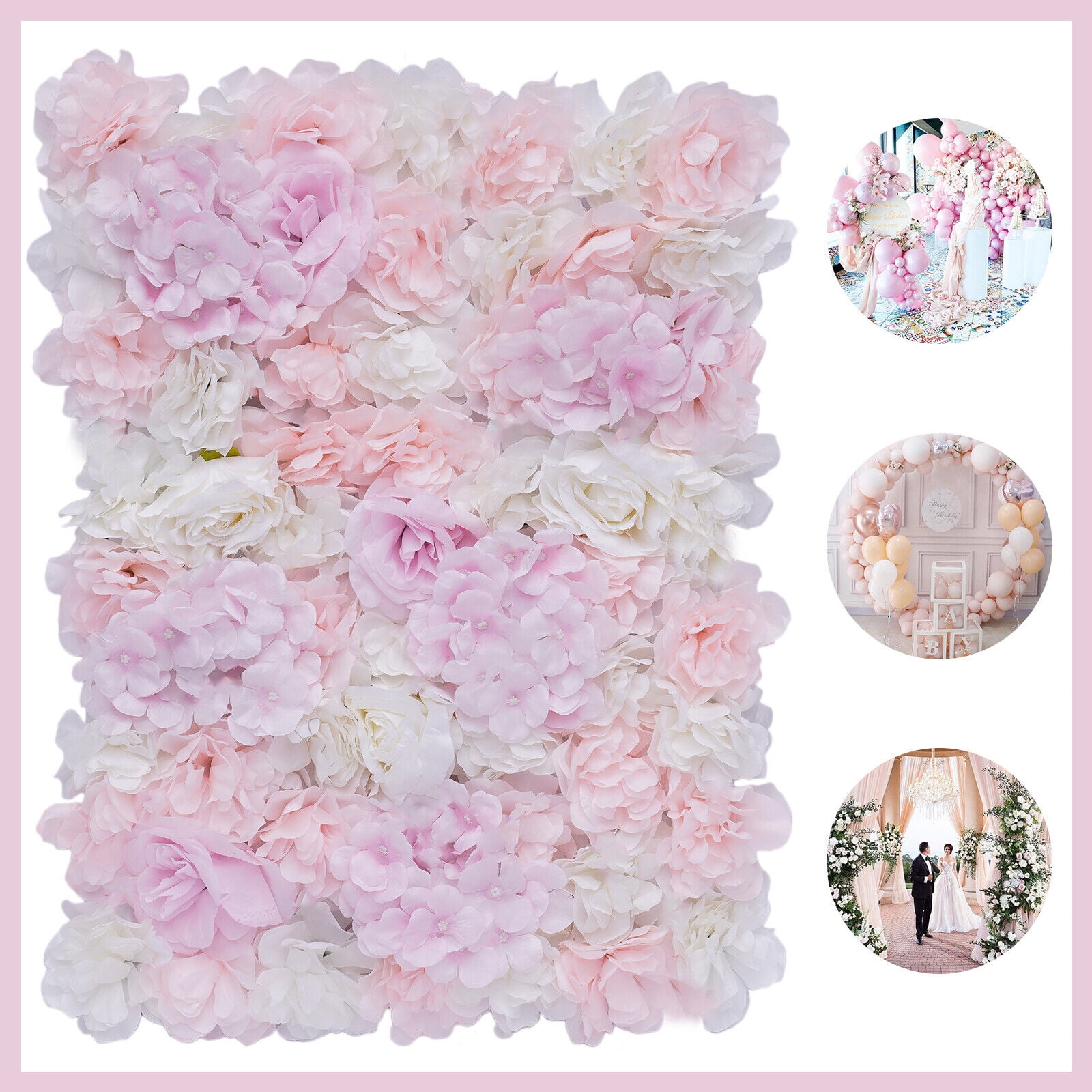 Miumaeov 12pcs Artificial Silk Flower Wall Panel Faux Rose Flower ...