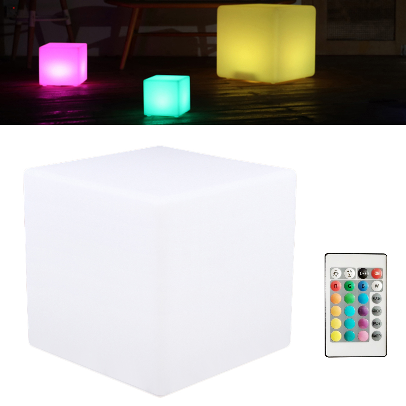 Miumaeov 14 Inch LED Cube Light with Frosted Lamp Shade and Remote ...