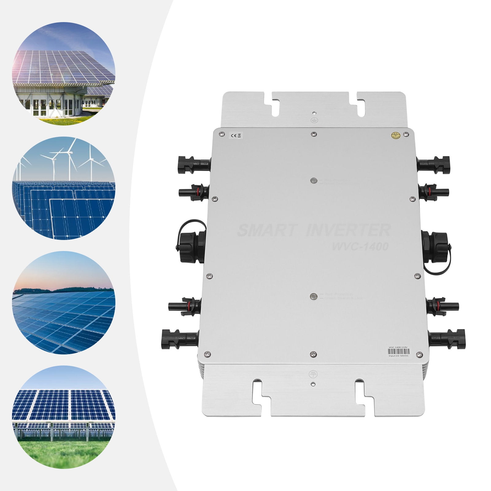 Miumaeov 1400W Solar Grid Tie Inverter, Waterproof, Self Cooling, 110V ...