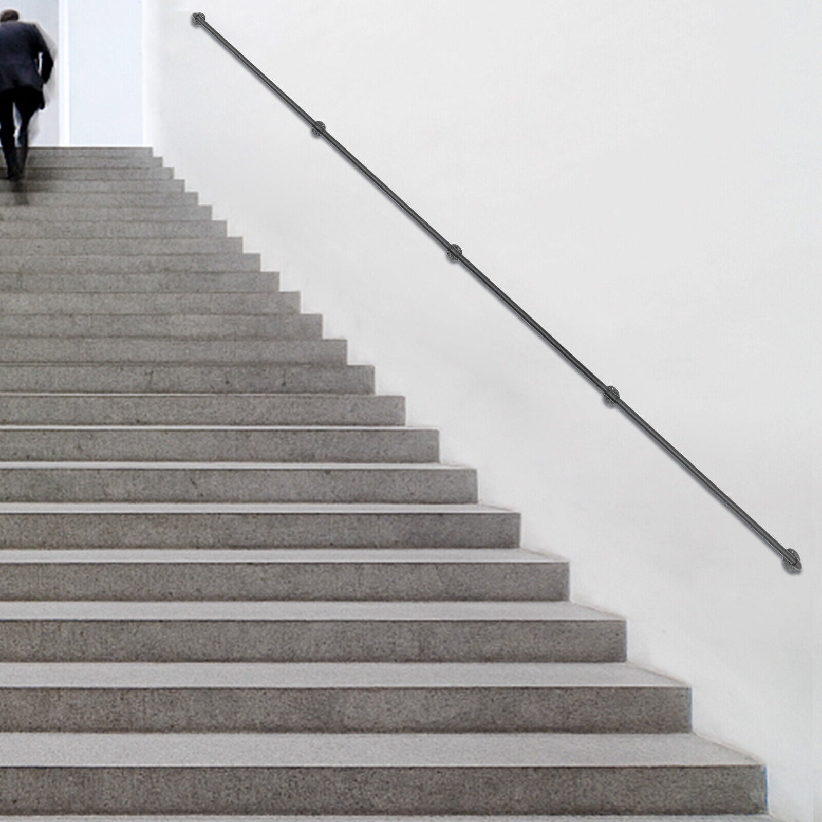 Miumaeov 14FT Industrial Pipe Staircase Handrail Wall Mounted Loft ...