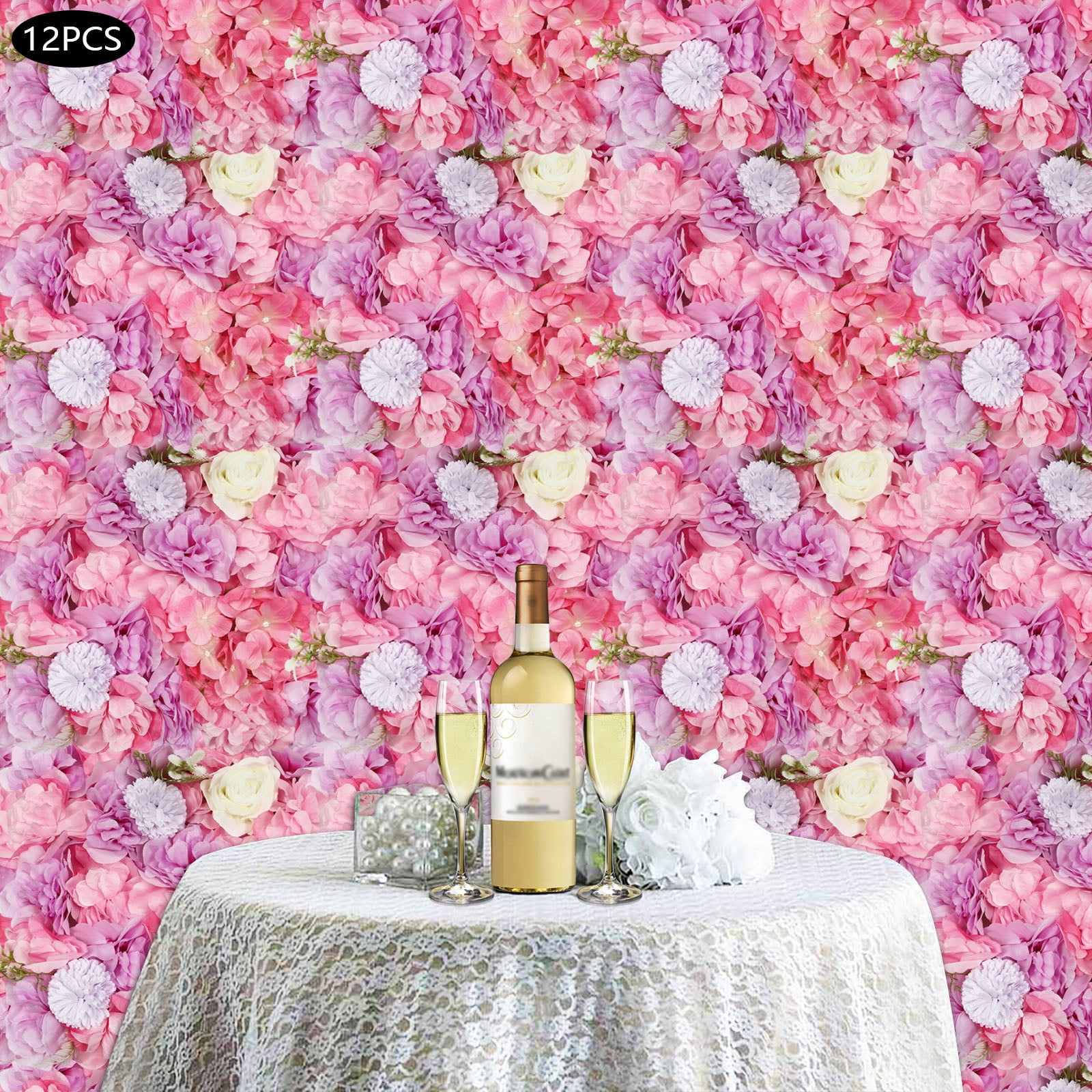 Miumaeov 15"x 15" Artificial Flower Wall Panels Silk Flower Wall Mats ...