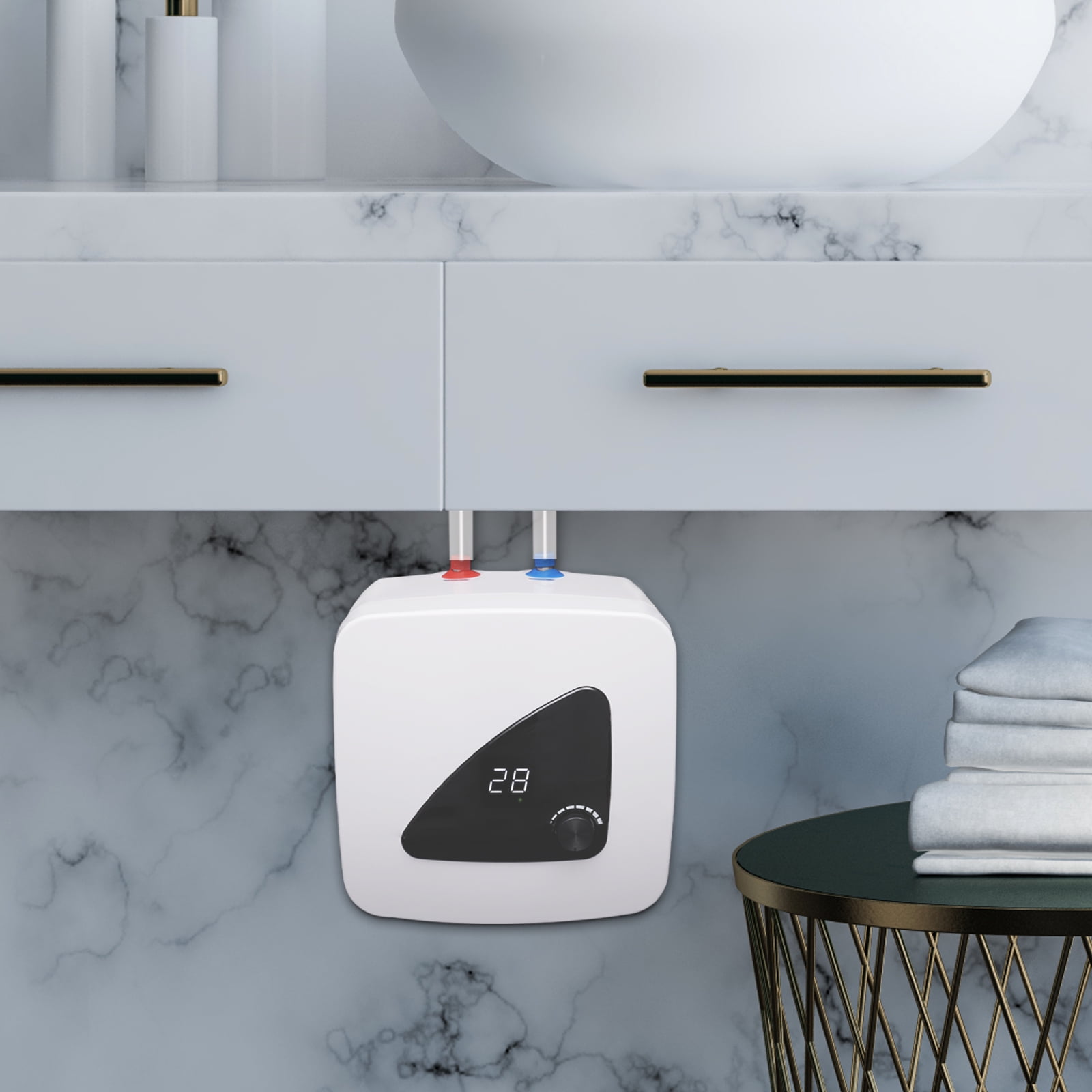 Miumaeov 15L Electric Tankless Water Heater Mini Water Heater Under ...