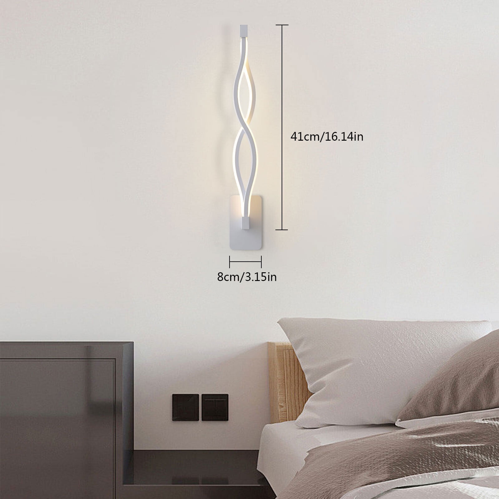 Miumaeov 16.14*2.56inch Modern LED Wall Lamp Dimmable Bedroom Beside ...